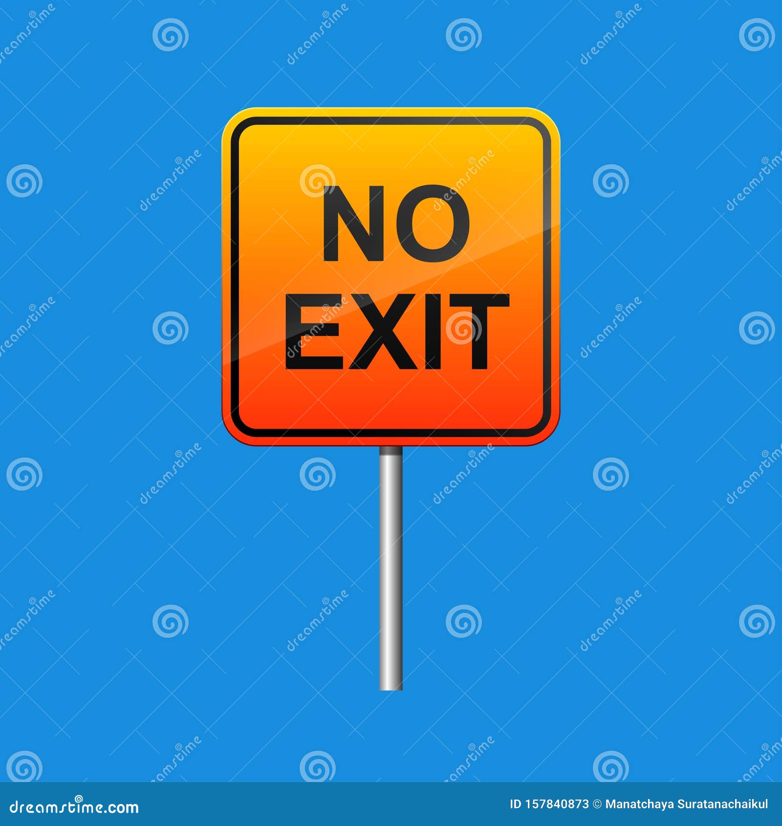 No exit sign stock illustration. Illustration of yellow - 157840873