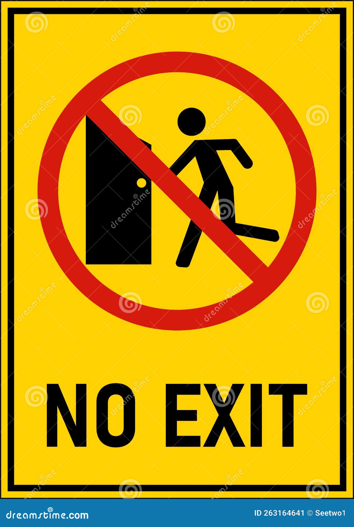 No Exit Sign on White Background Stock Vector - Illustration of fire ...