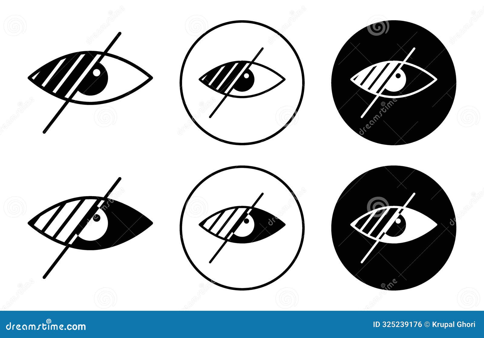No eye Outline flat Icon stock vector. Illustration of visibility ...