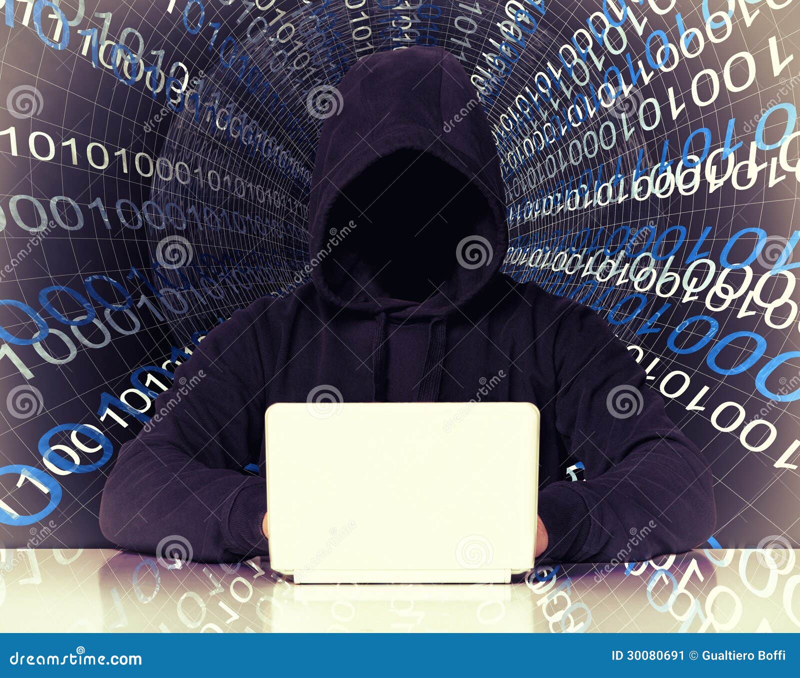 No Face Hacker With Laptop And Digital Interface Royalty-Free Stock ...
