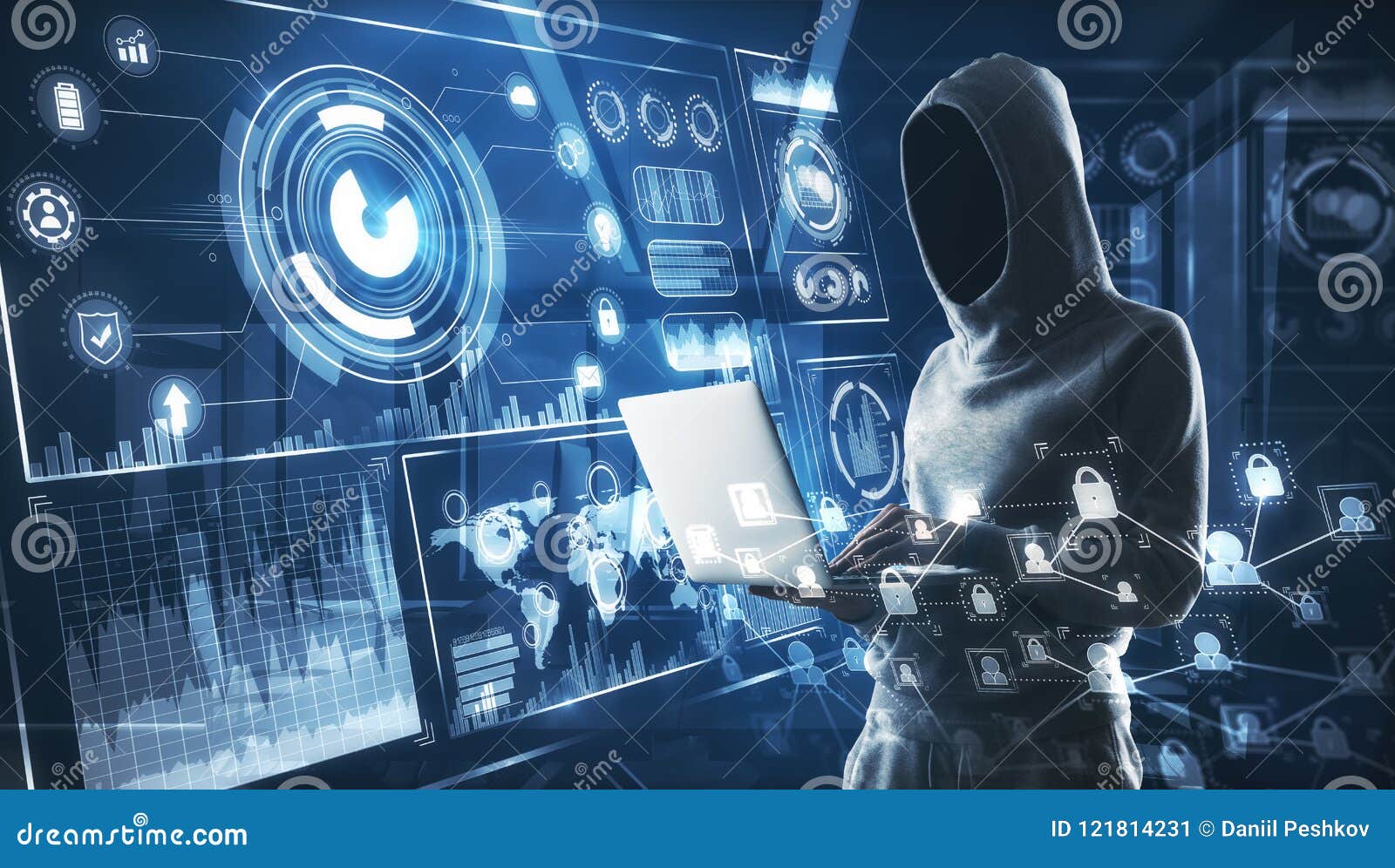 No Face Hacker and Cyberspace Illustration Stock Image - Image of ...