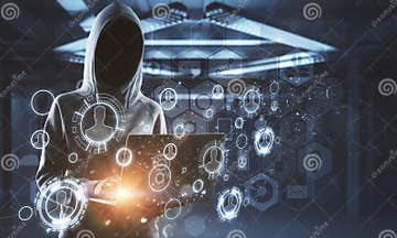 No Face Hacker at Digital Technology Interface Stock Image - Image of ...