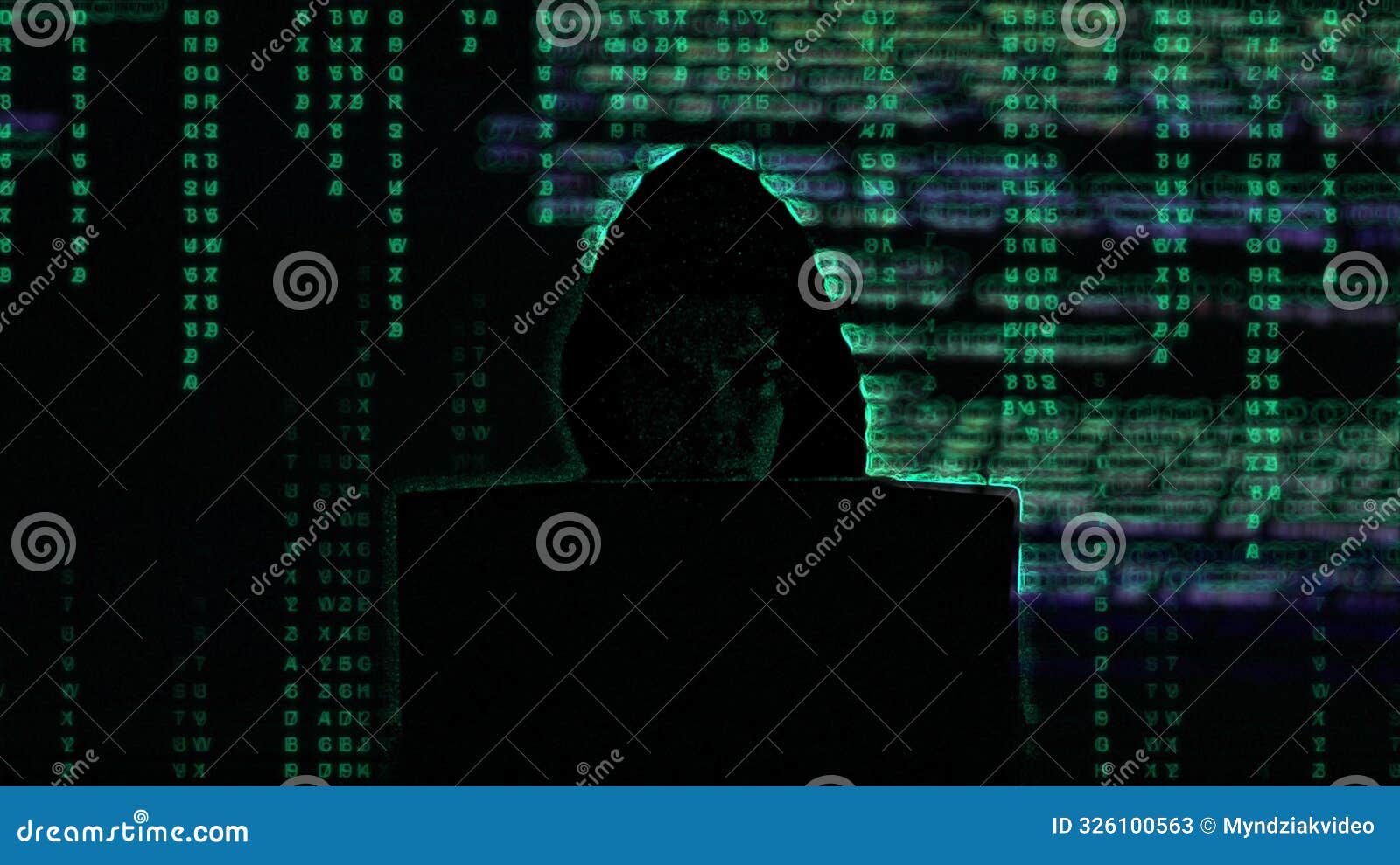 No Face Hacker with Laptop with Abstract Programming Code in the ...