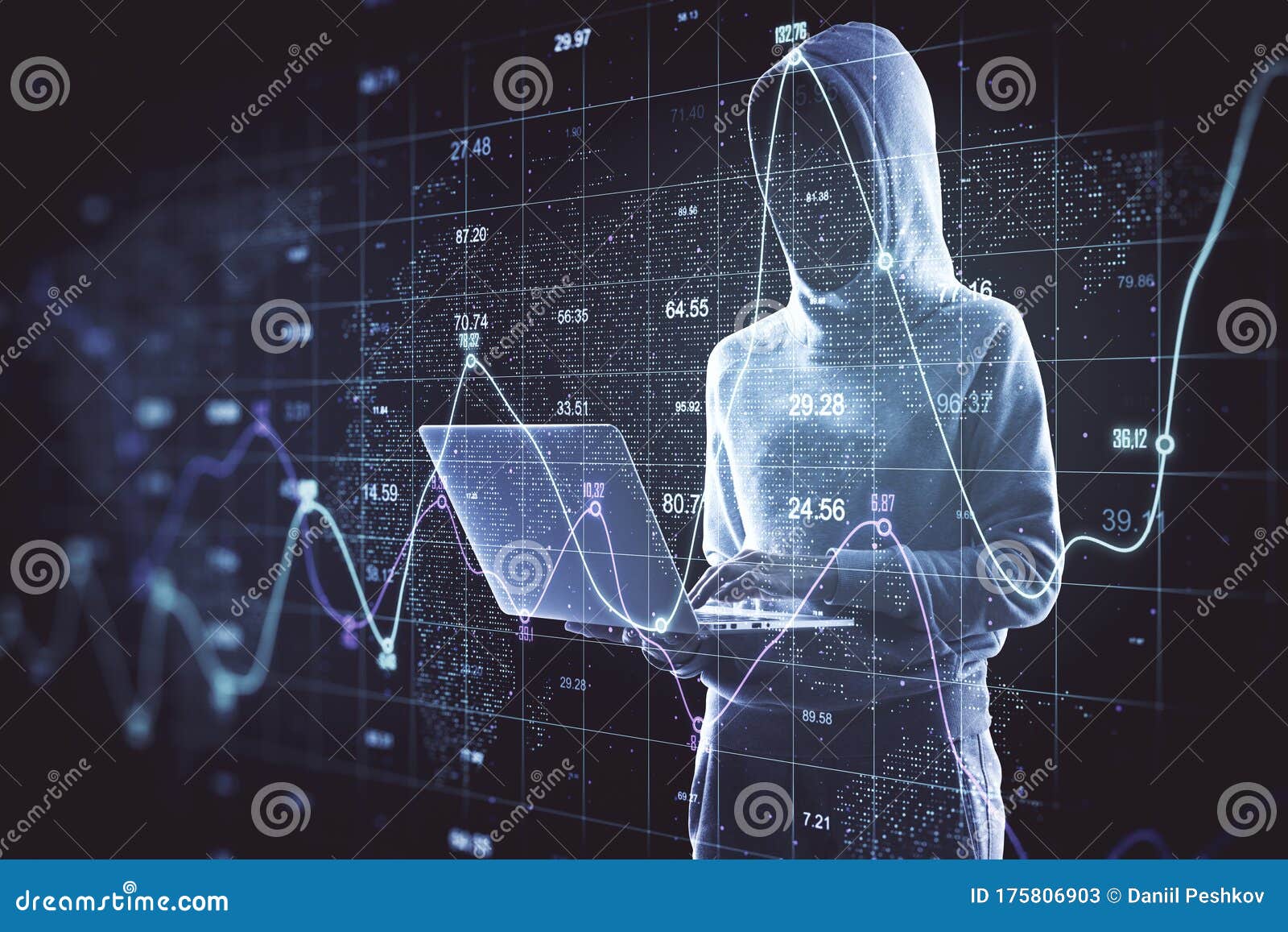 No Face Hacker Using Laptop Stock Illustration - Illustration of ...