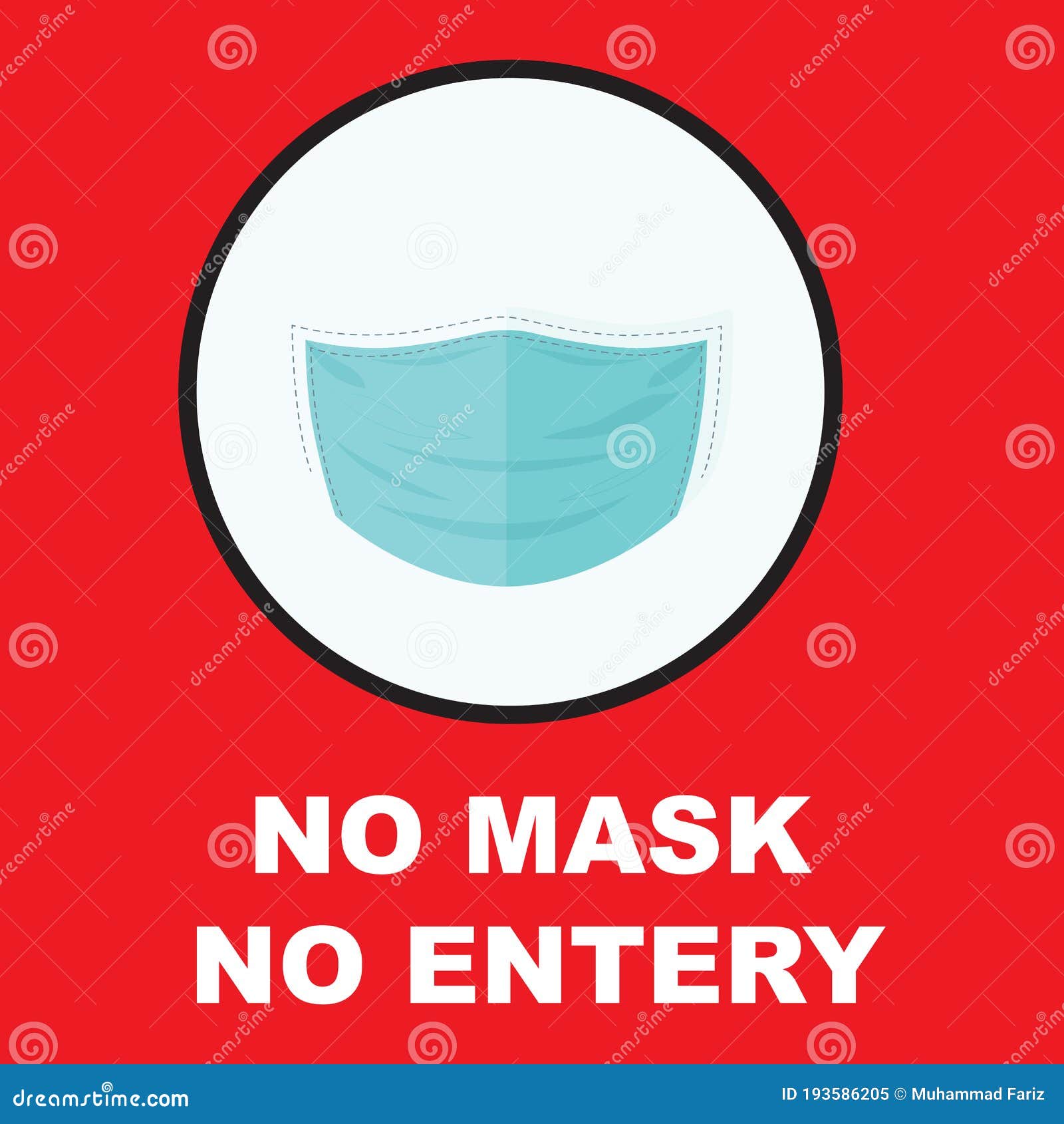 No Face Mask No Entry Instruction Sign. Vector Image Stock Vector ...