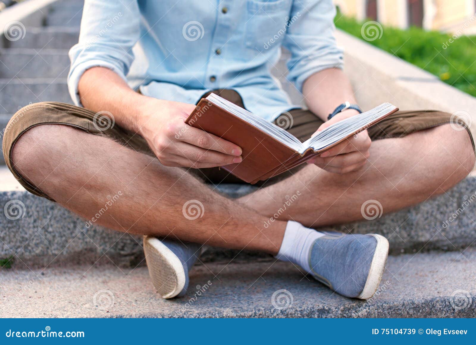 No Face. Student with Book Sit on the Stairs in Campus Stock Image ...