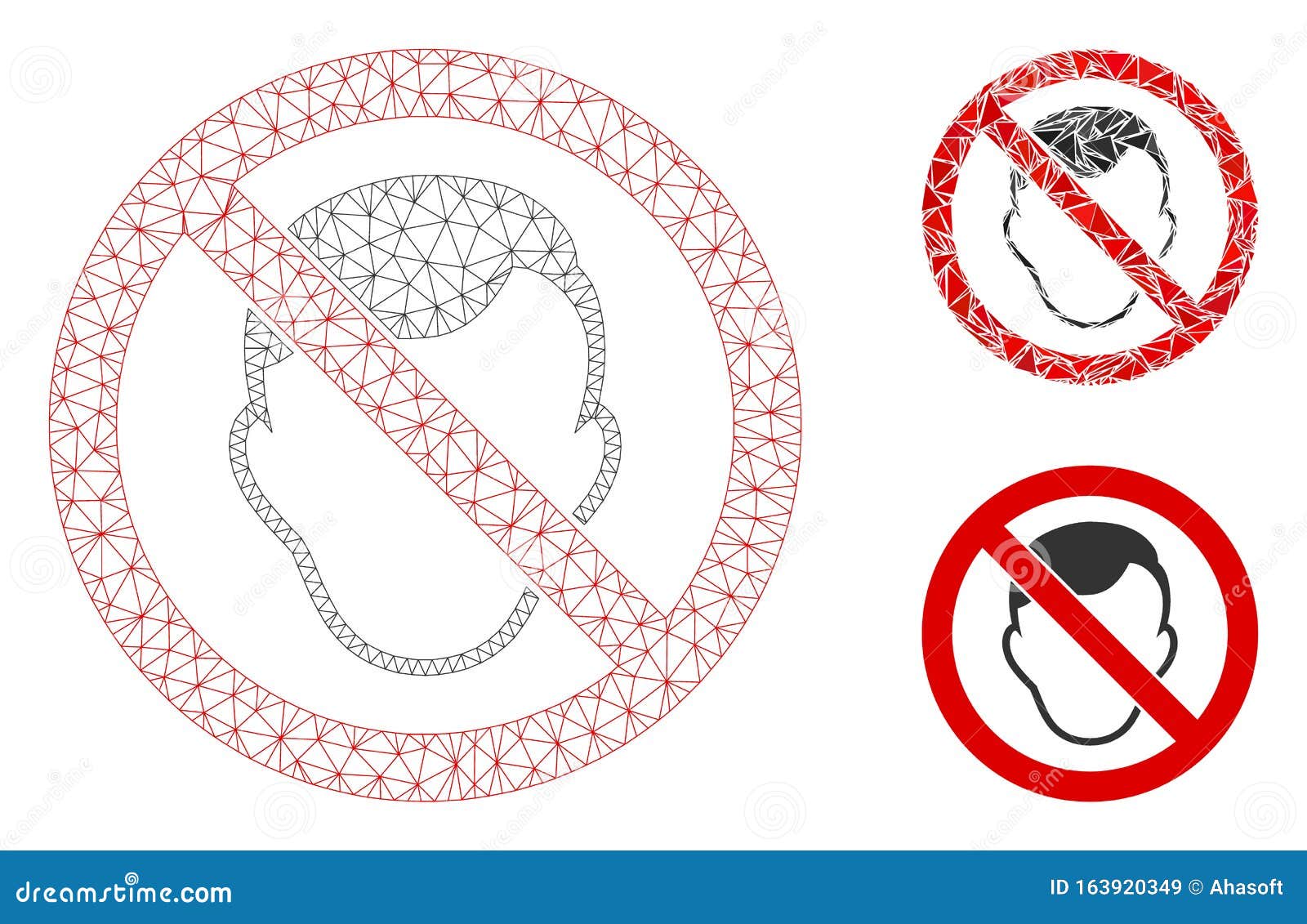 No Face Vector Mesh 2D Model and Triangle Mosaic Icon Stock ...