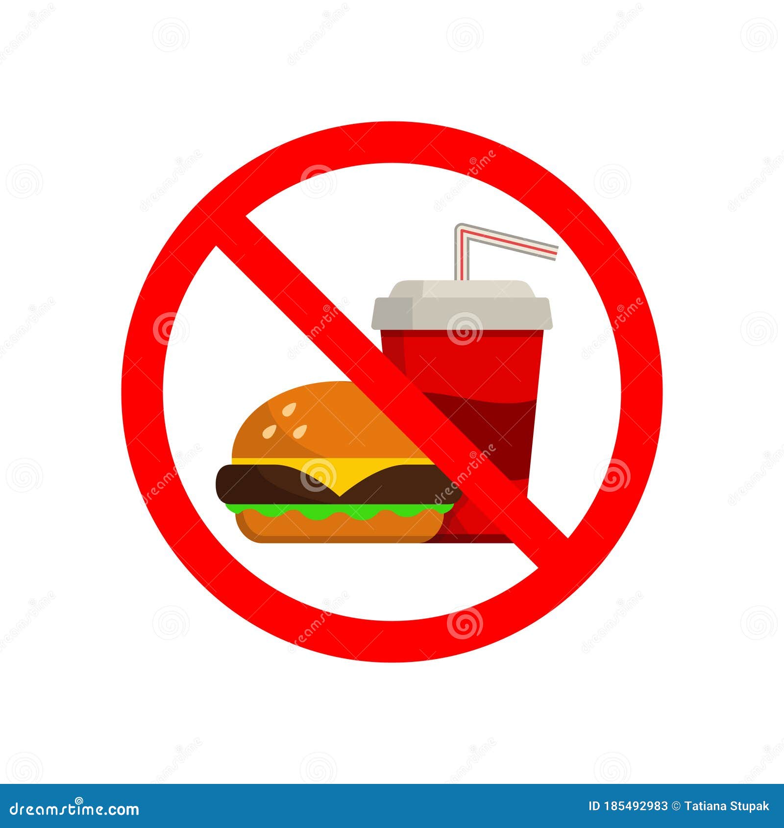 No Fast Food Danger Sign. Vector Illustration Stock Vector ...