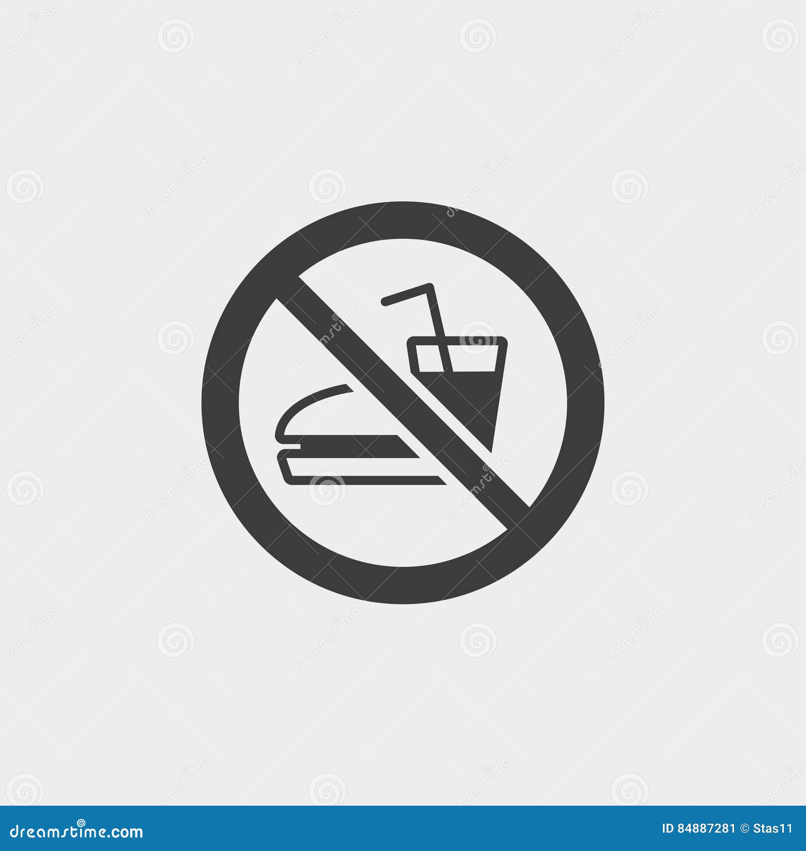 No Fast Food Icon in a Flat Design in Black Color. Vector Illustration ...