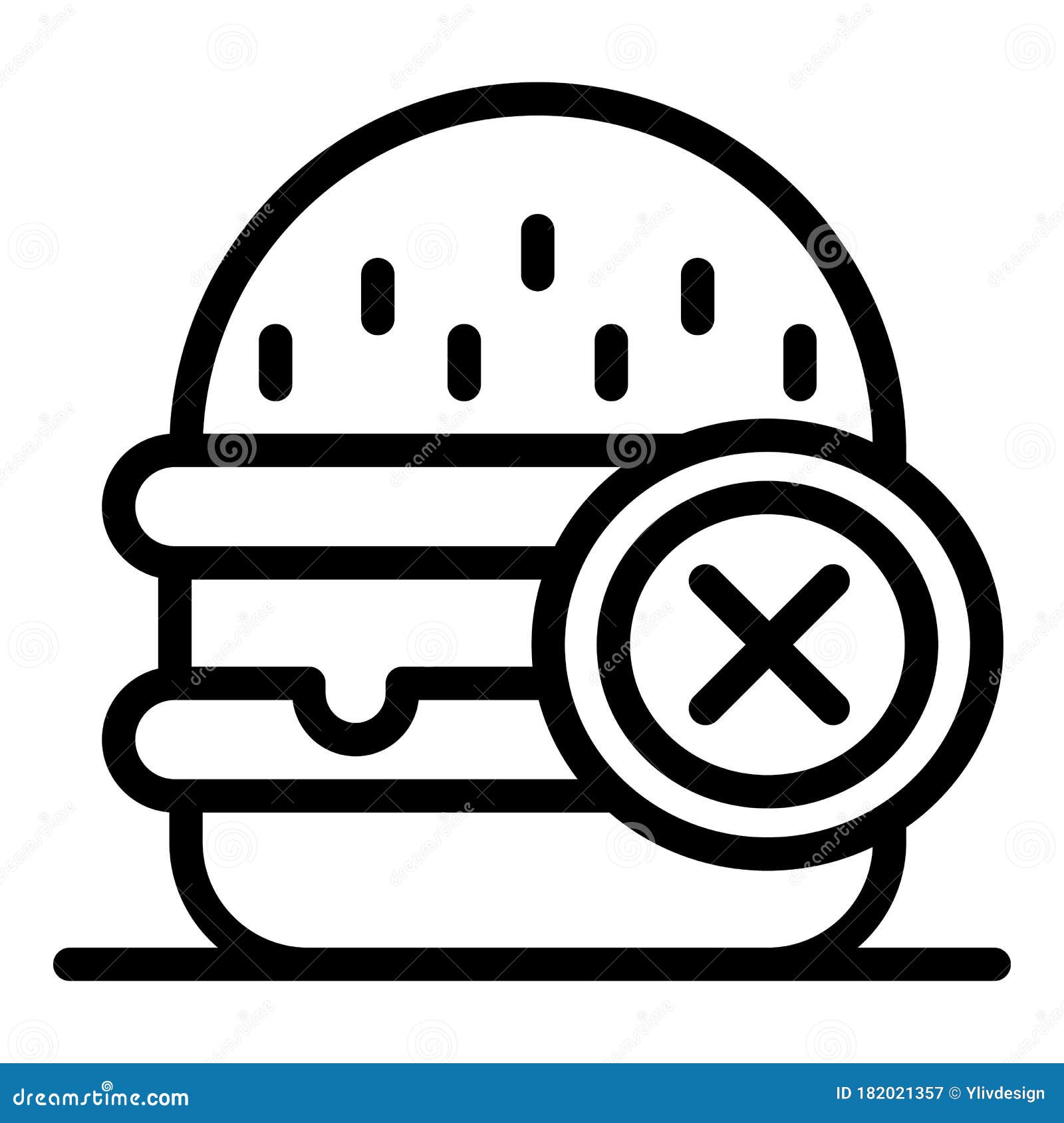 No Fast Food Icon, Outline Style Stock Vector - Illustration of ...