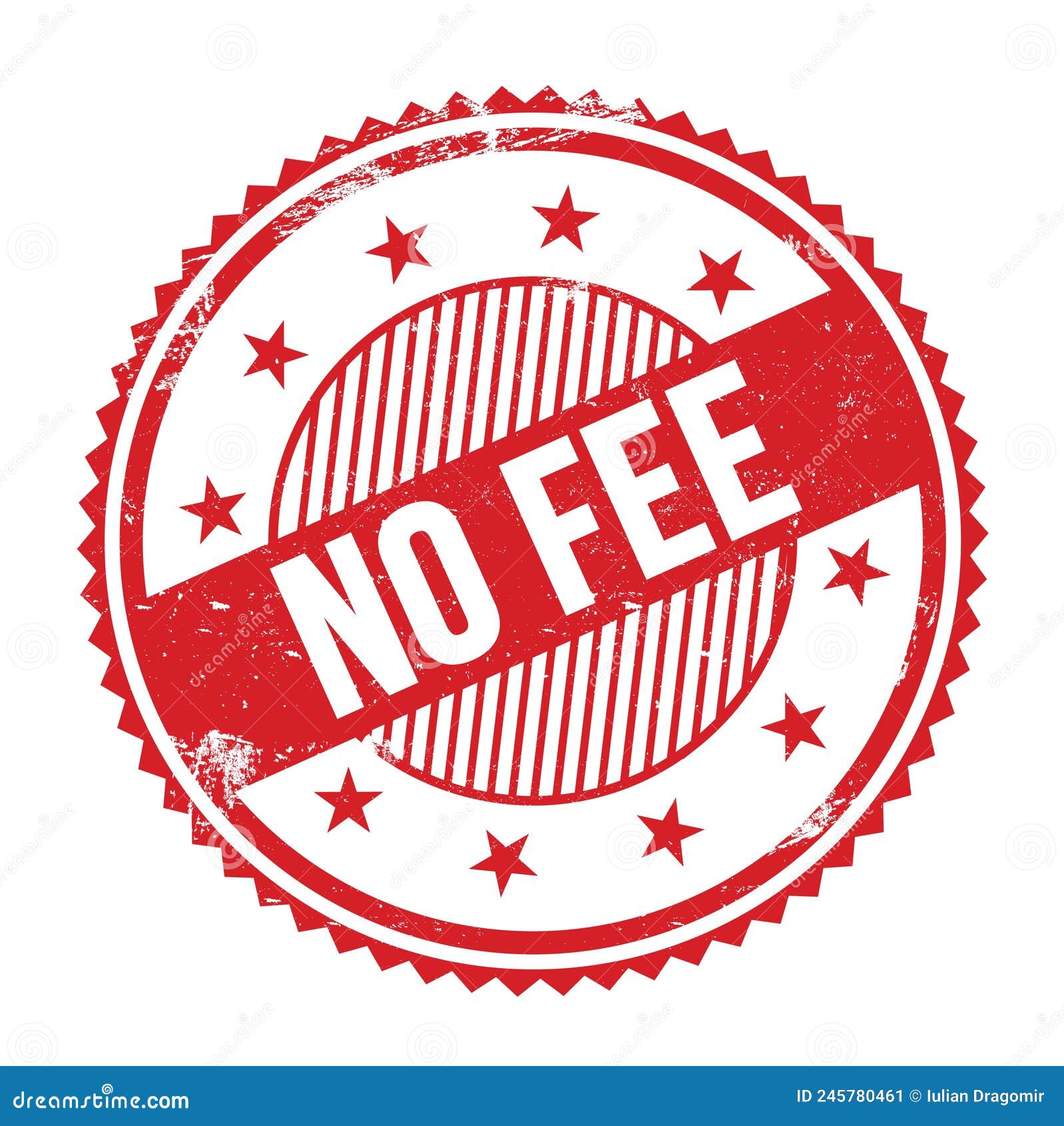 NO FEE Text Written on Red Grungy Round Stamp Stock Illustration ...
