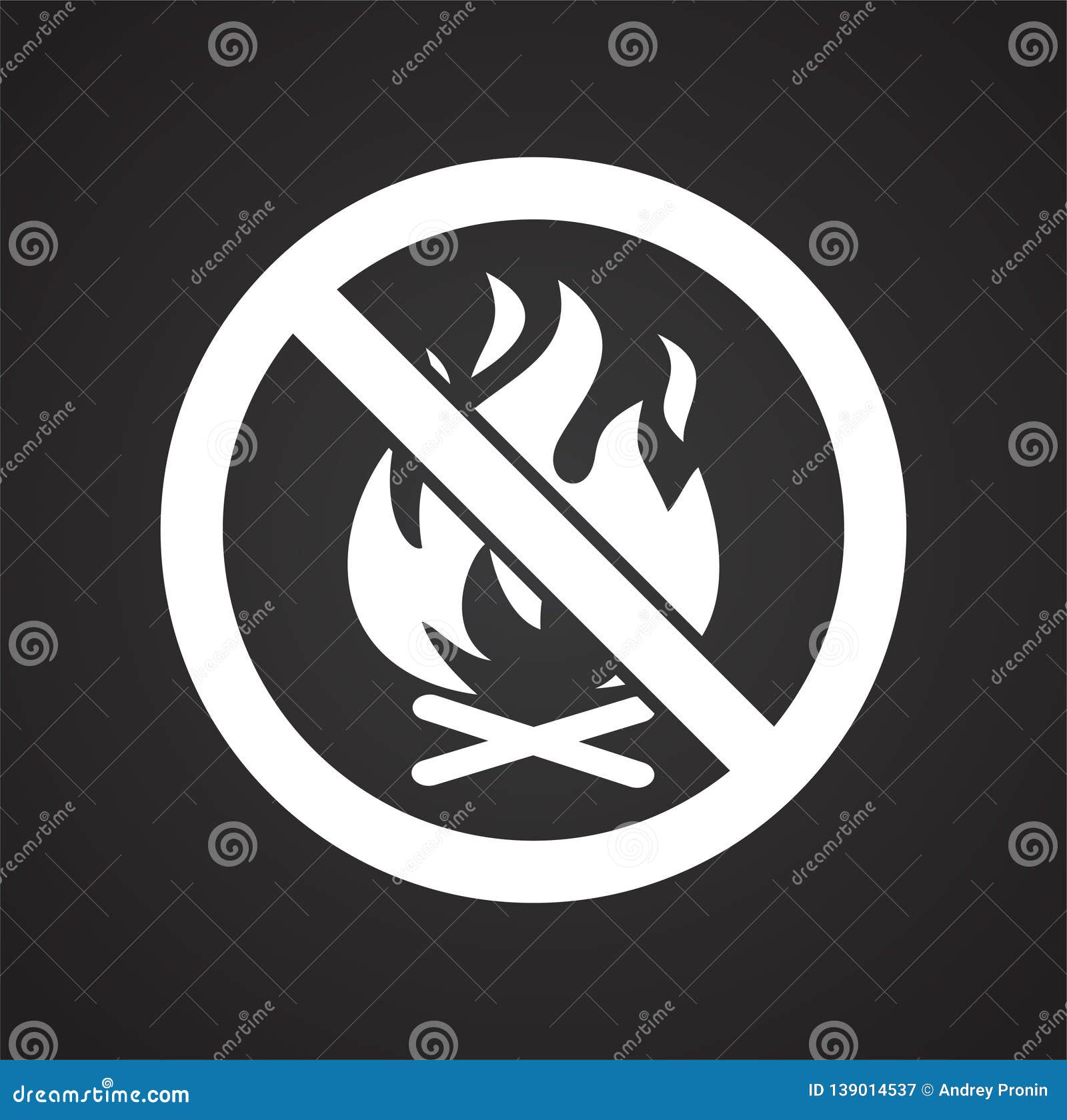 No Fire Allowed Sign on Black Background for Graphic and Web Design ...