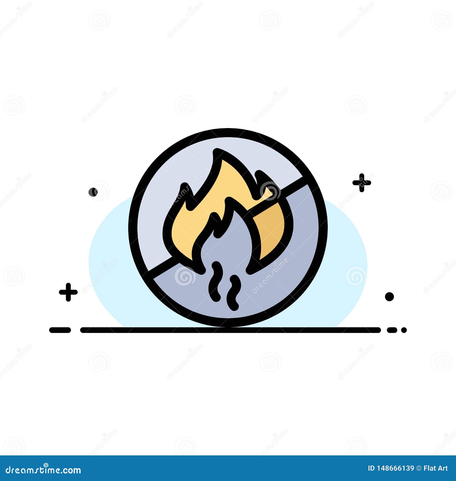No Fire, No, Fire, Construction Business Flat Line Filled Icon Vector ...