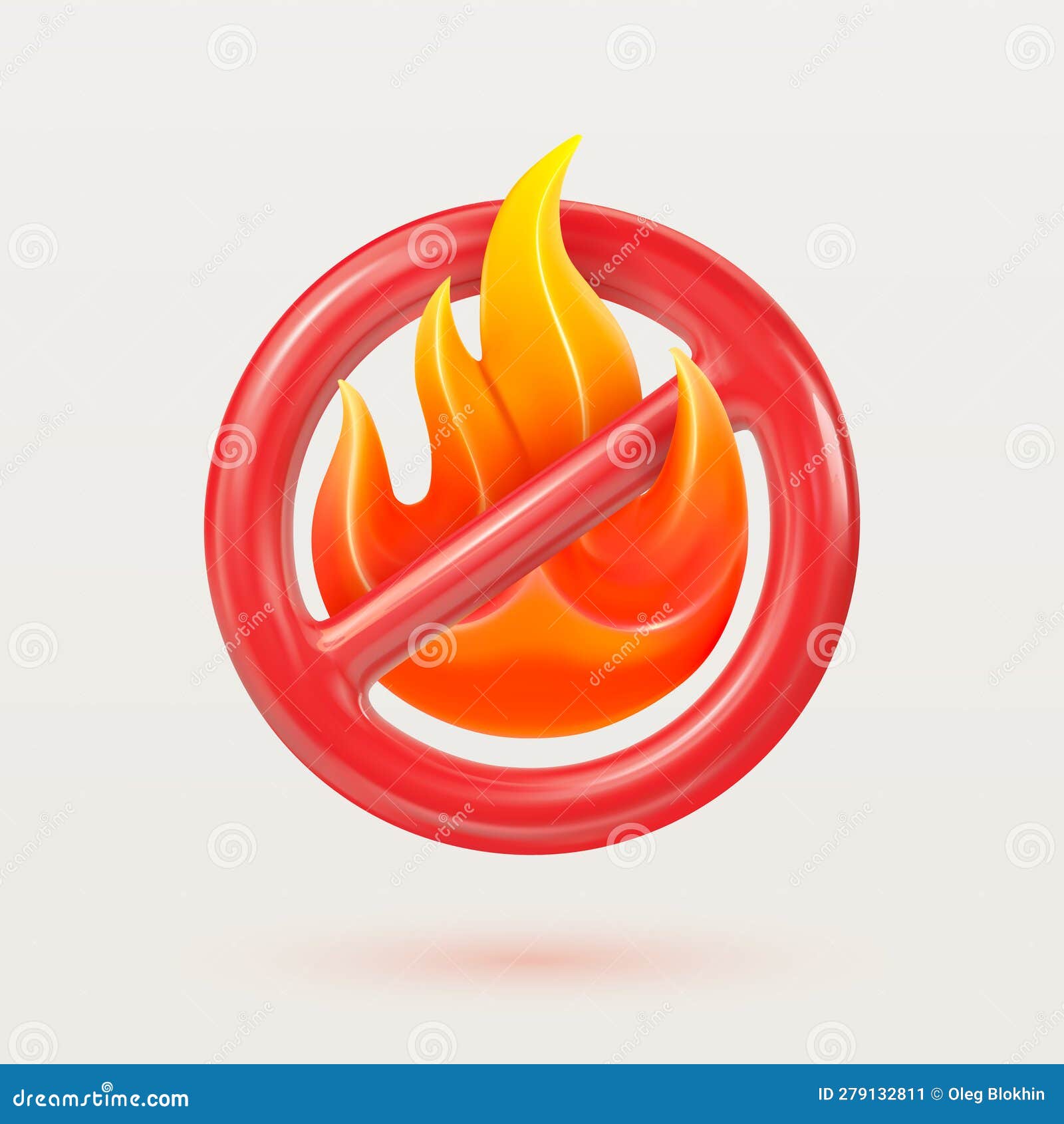 No Fire 3d Cartoon Vector Illustration. Prohibited Open Fire Flames ...