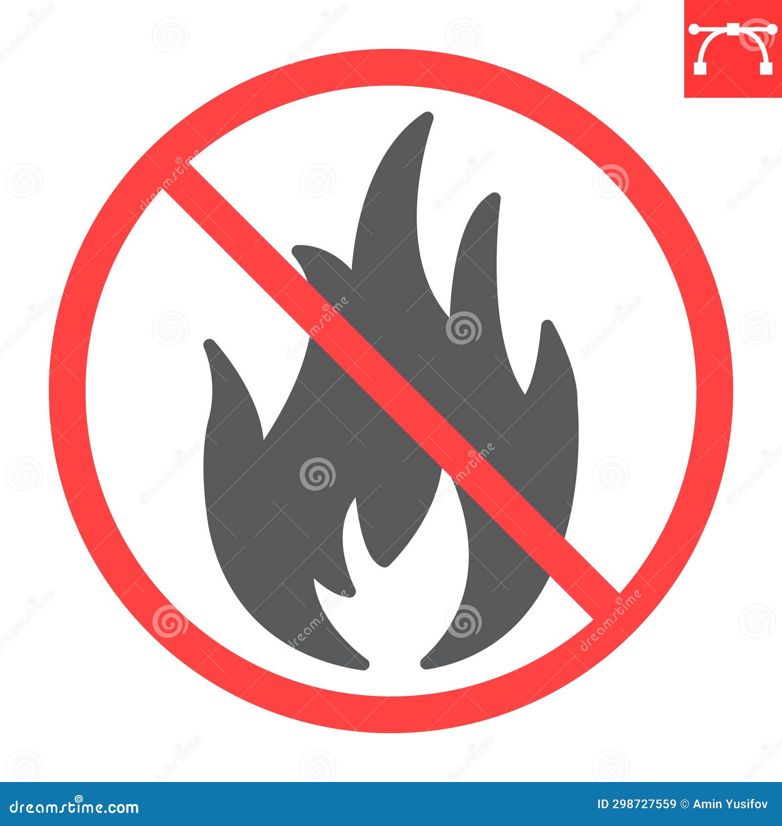No fire glyph icon stock vector. Illustration of risk - 298727559