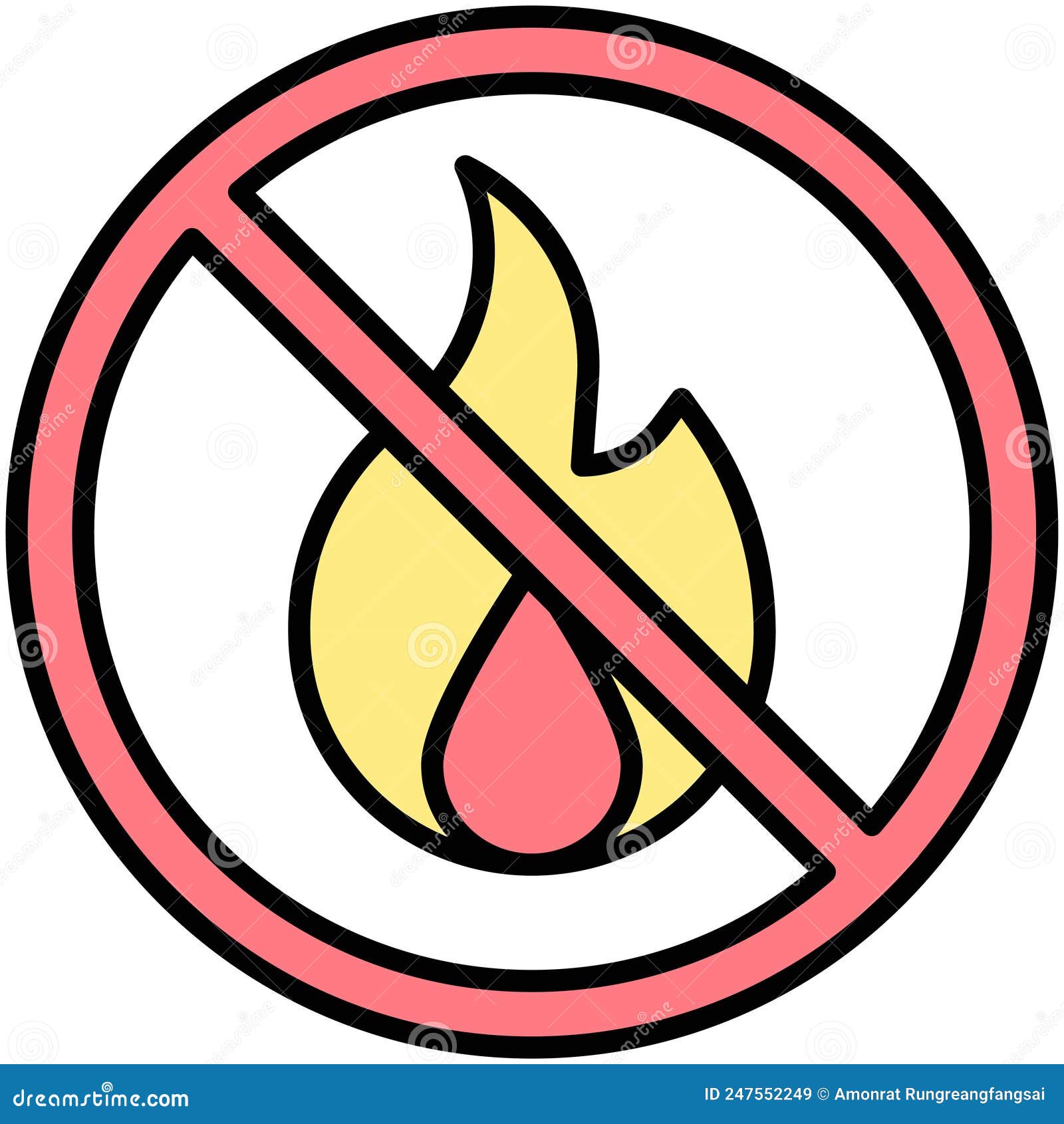 No Fire Icon, Prohibition Sign Vector Illustration Stock Vector ...