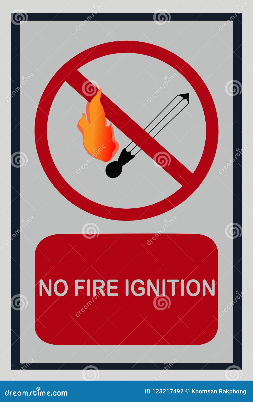 No Fire Ignition Sign on White Stock Illustration - Illustration of ...