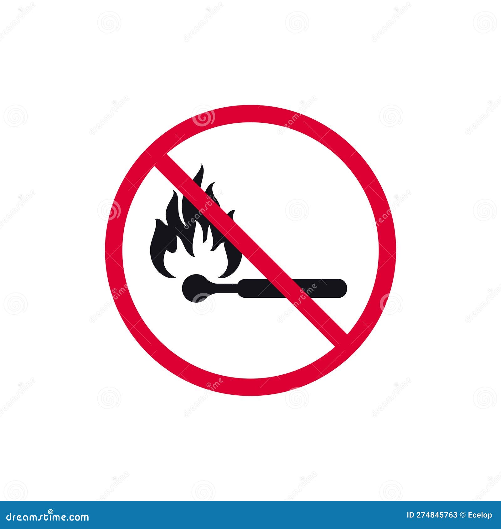 No Fire Match Prohibited Sign, Forbidden Modern Round Sticker, Vector ...