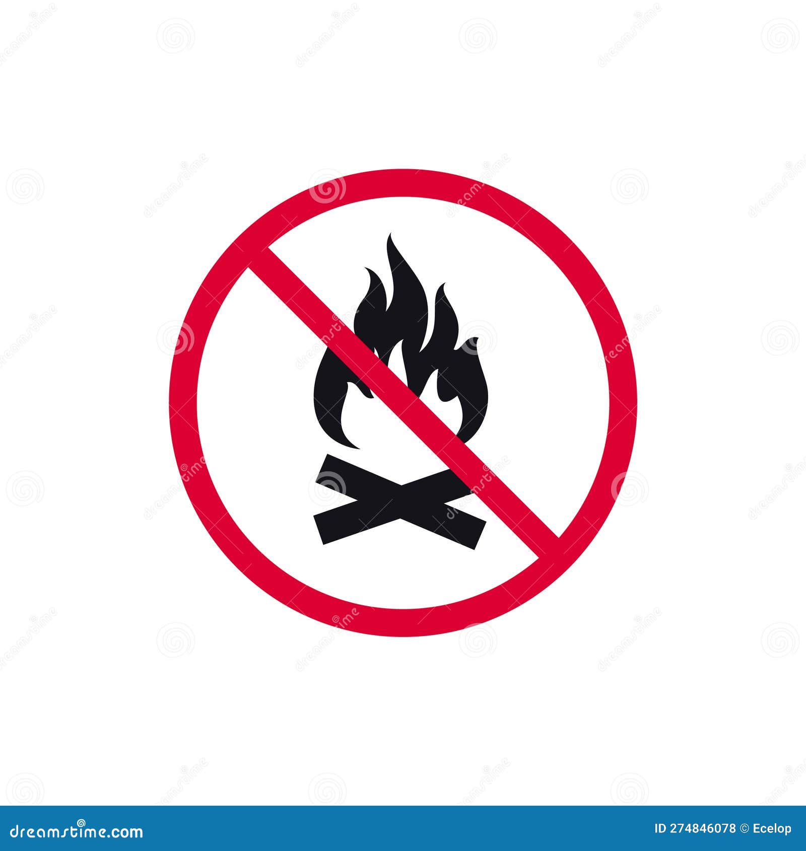 No Fire Prohibited Sign, Forbidden Modern Round Sticker, Vector ...