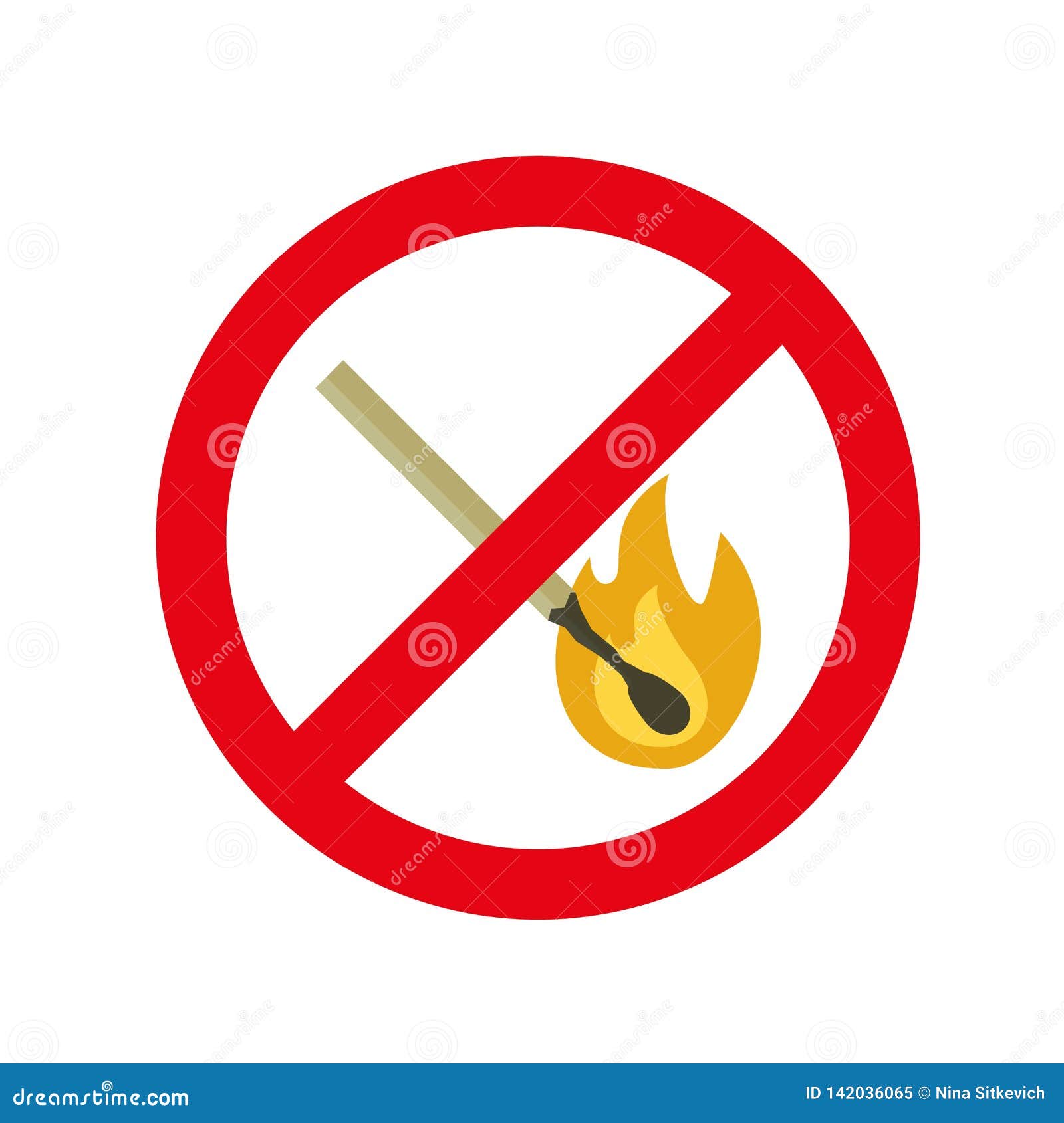 No Fire Sign Icon, Flat Style Stock Vector - Illustration of concept ...