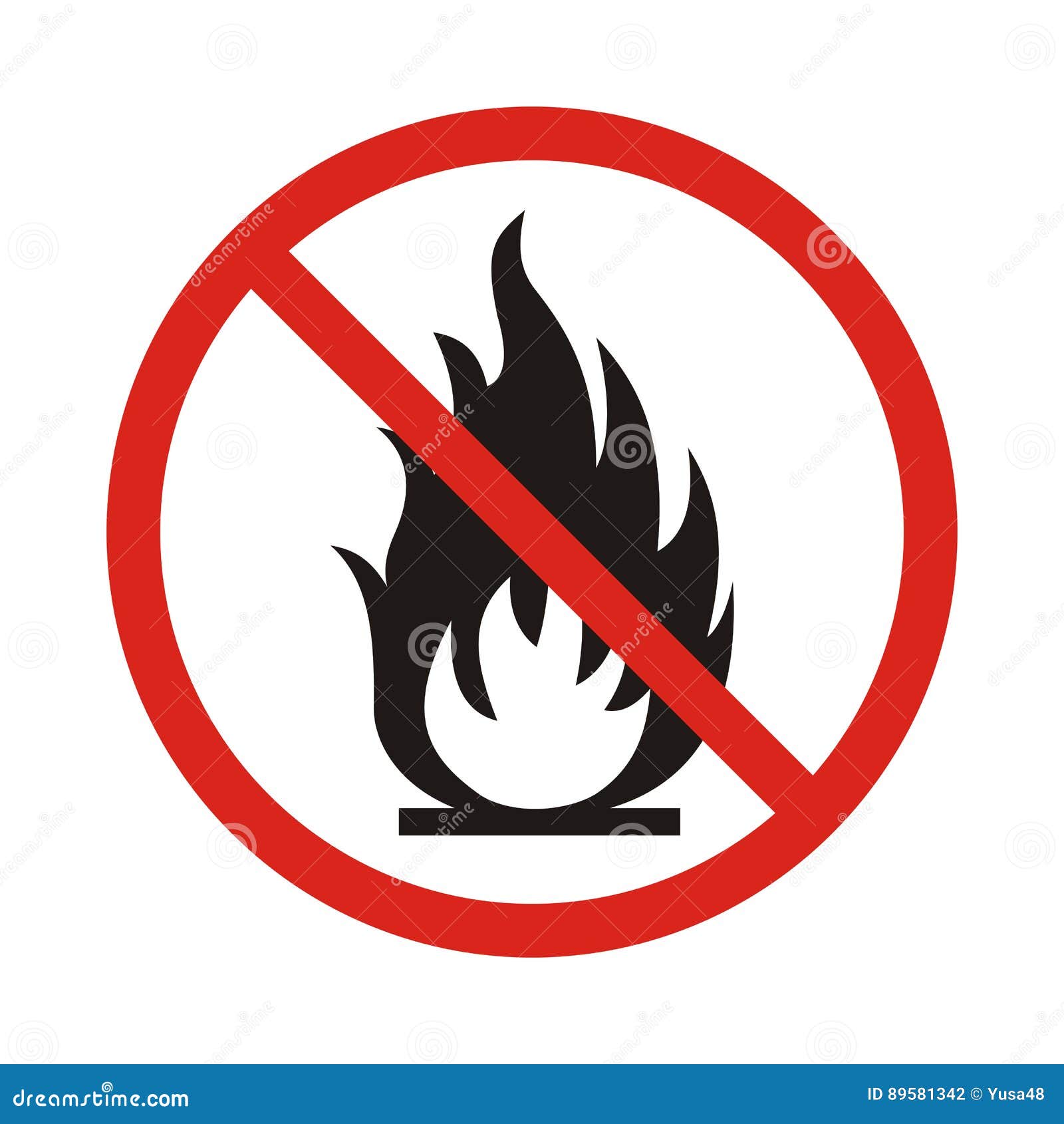 No Fire Sign. Prohibition Open Flame Symbol Stock Illustration ...