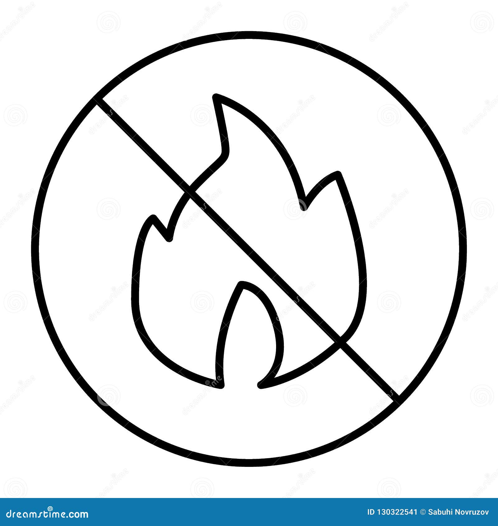 No Fire Thin Line Icon. Forbidden Fire Vector Illustration Isolated on ...