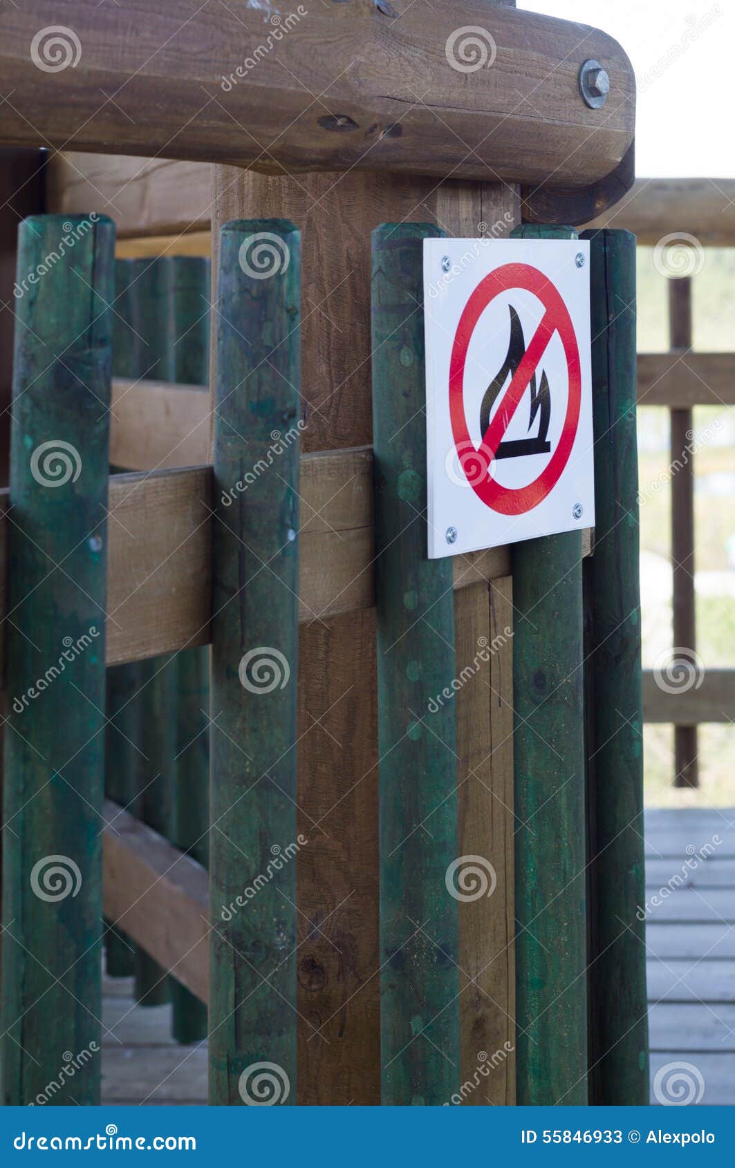 No Fire Warning Sign on Wooden Construction Stock Image - Image of ...
