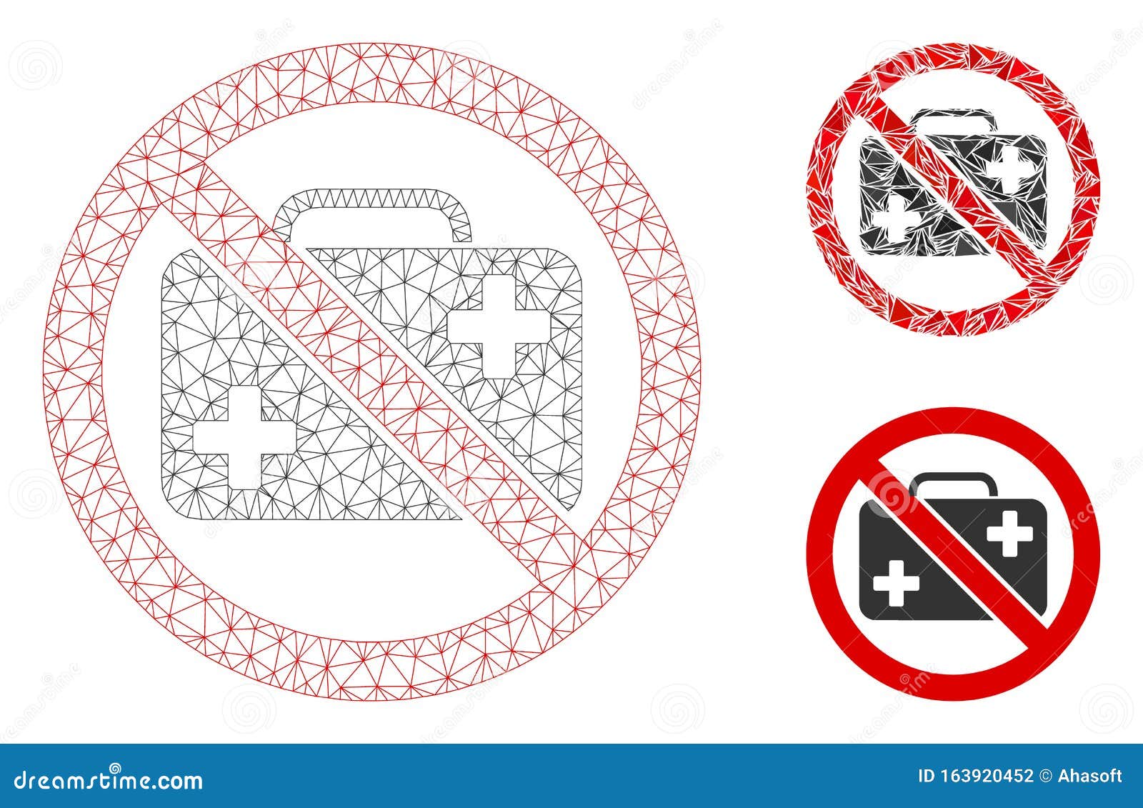 No First-Aid Case Vector Mesh Wire Frame Model and Triangle Mosaic Icon ...