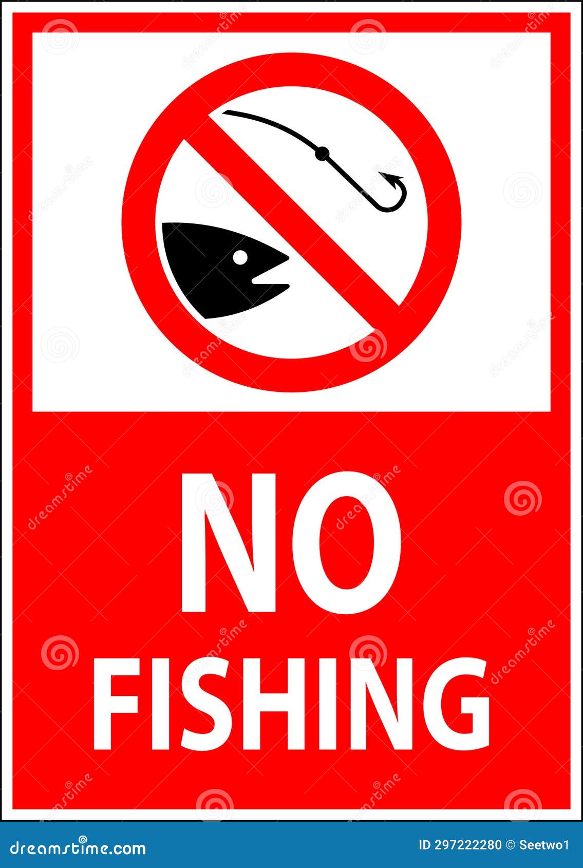 No Fishing Sign No Fishing stock vector. Illustration of river - 297222280
