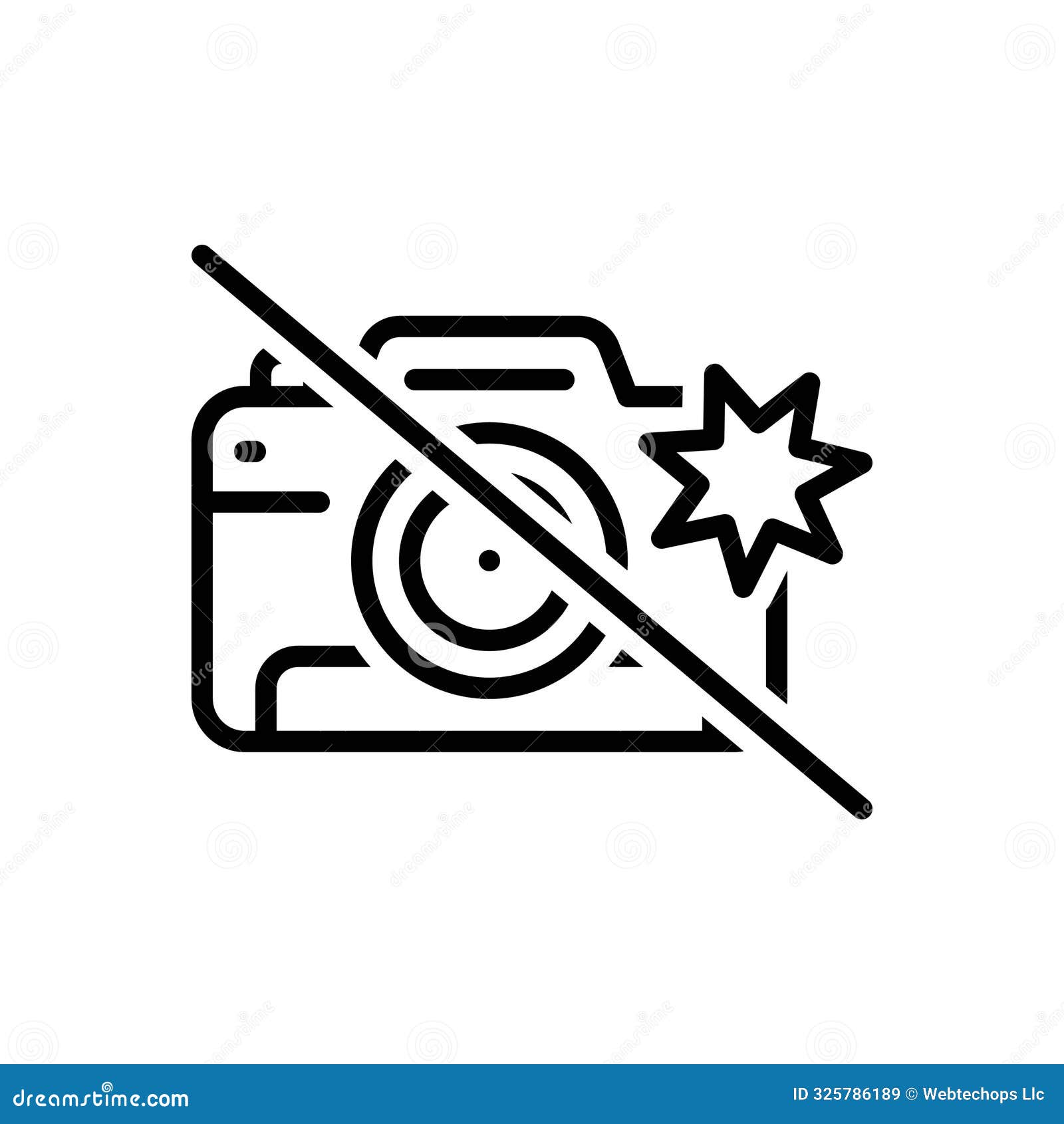 Black Line Icon for No Flash, Flash Light and Camera Stock Vector ...