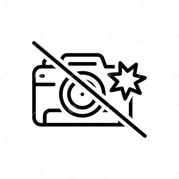 Black Line Icon for No Flash, Flash Light and Camera Stock Vector ...