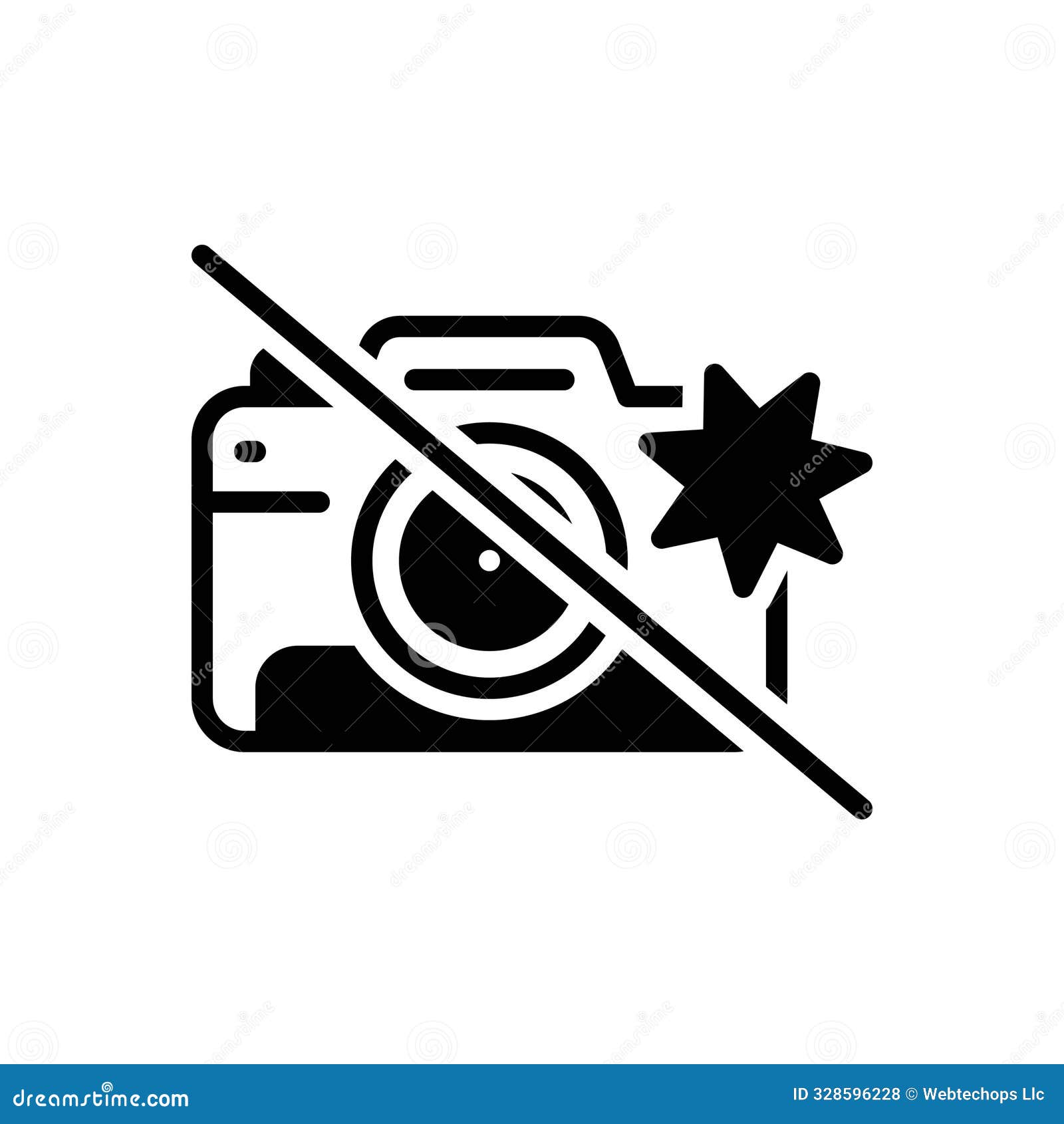 Black Solid Icon for No Flash, Flash Light and Picture Stock ...