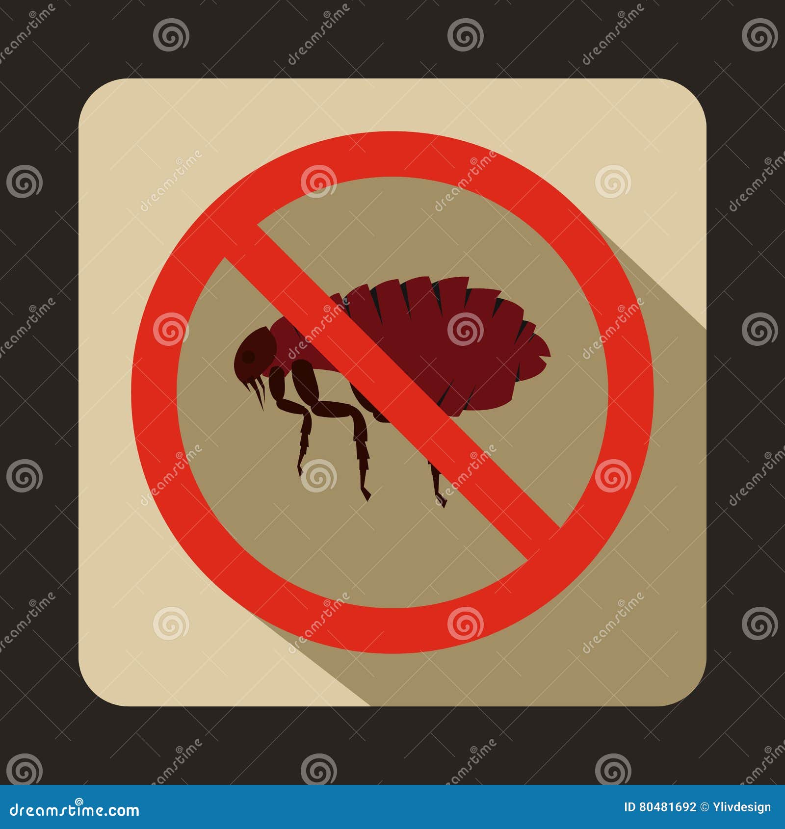 No Flea Sign Icon, Flat Style Stock Vector - Illustration of poison ...