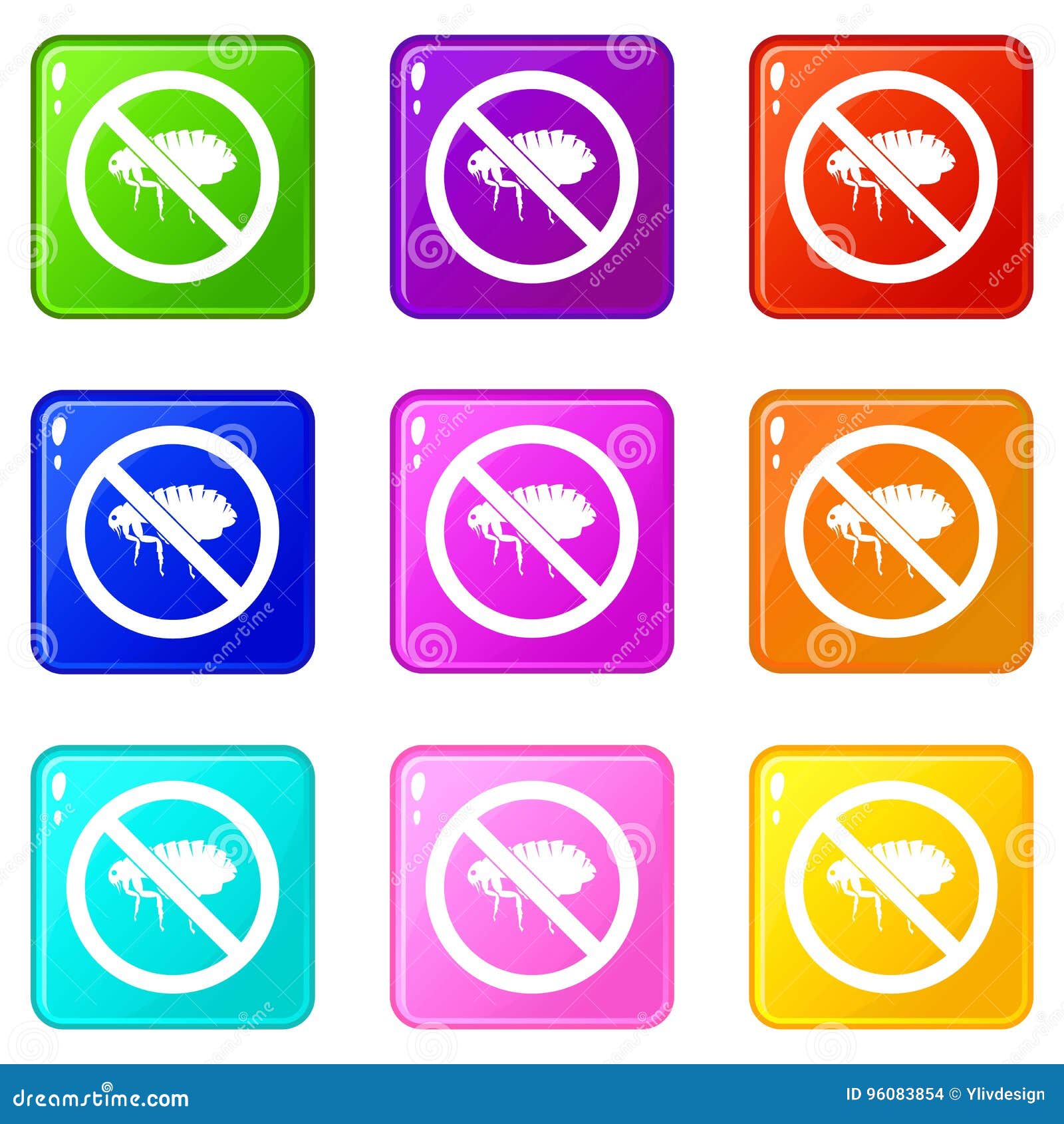 No flea sign icons 9 set stock vector. Illustration of itch - 96083854