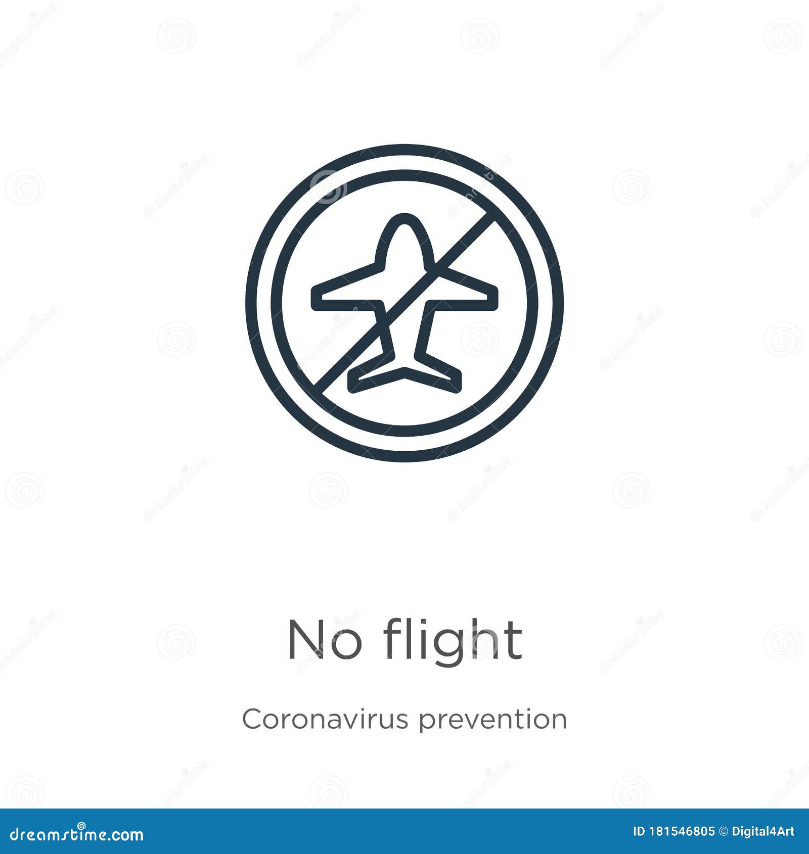 No Flight Icon. Thin Linear No Flight Outline Icon Isolated on White ...