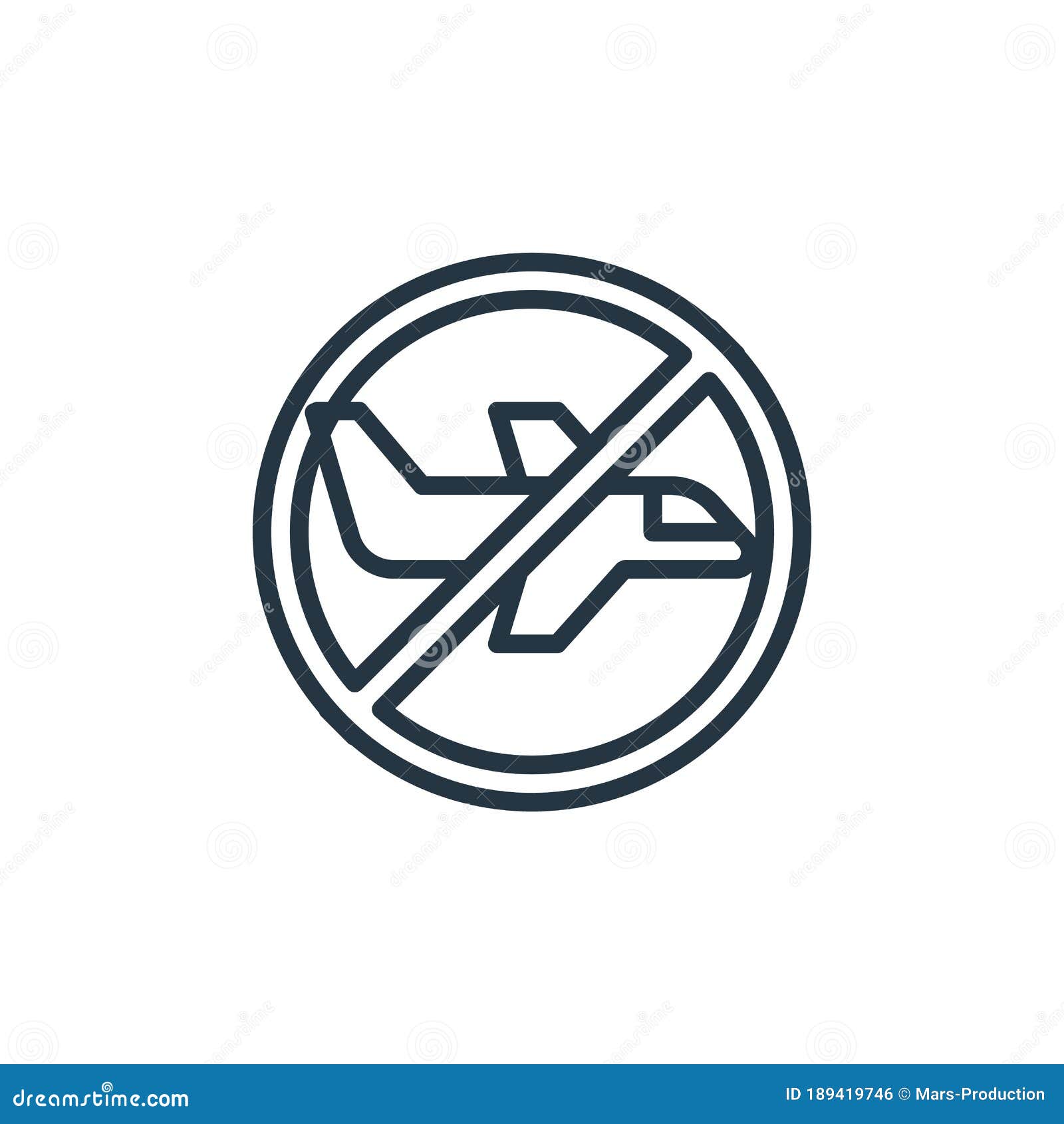 No Flight Vector Icon Isolated on White Background. Outline, Thin Line ...