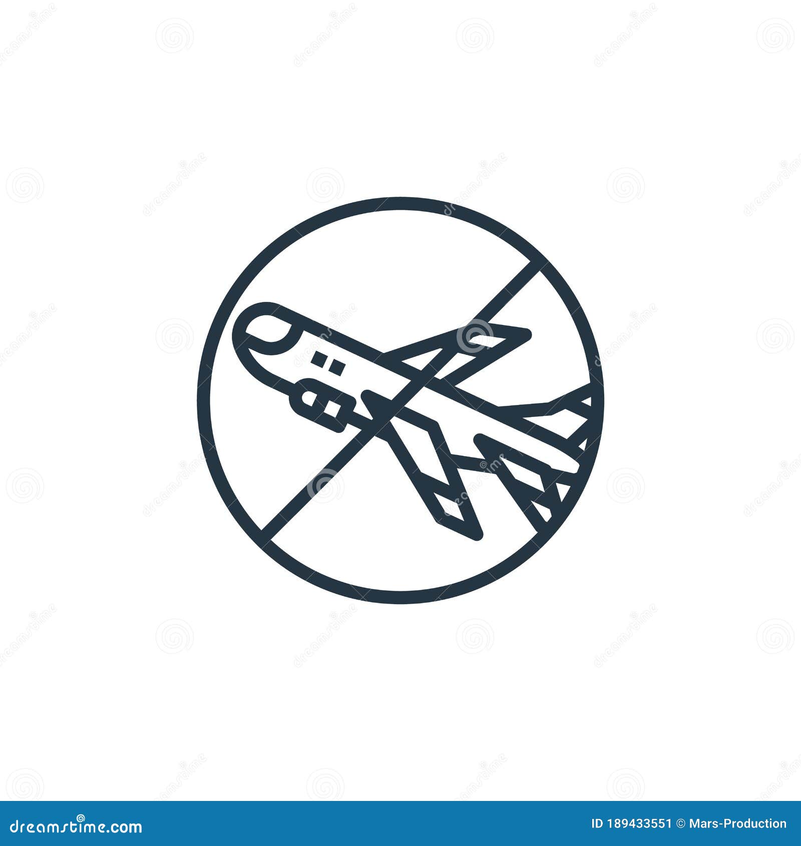 No Flight Vector Icon Isolated on White Background. Outline, Thin Line ...