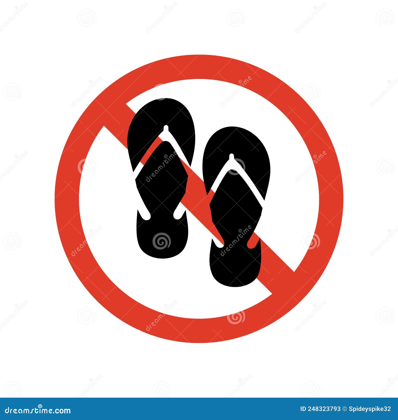 No Flip Flop Sign. Isolated Vector Illustration Stock Illustration ...