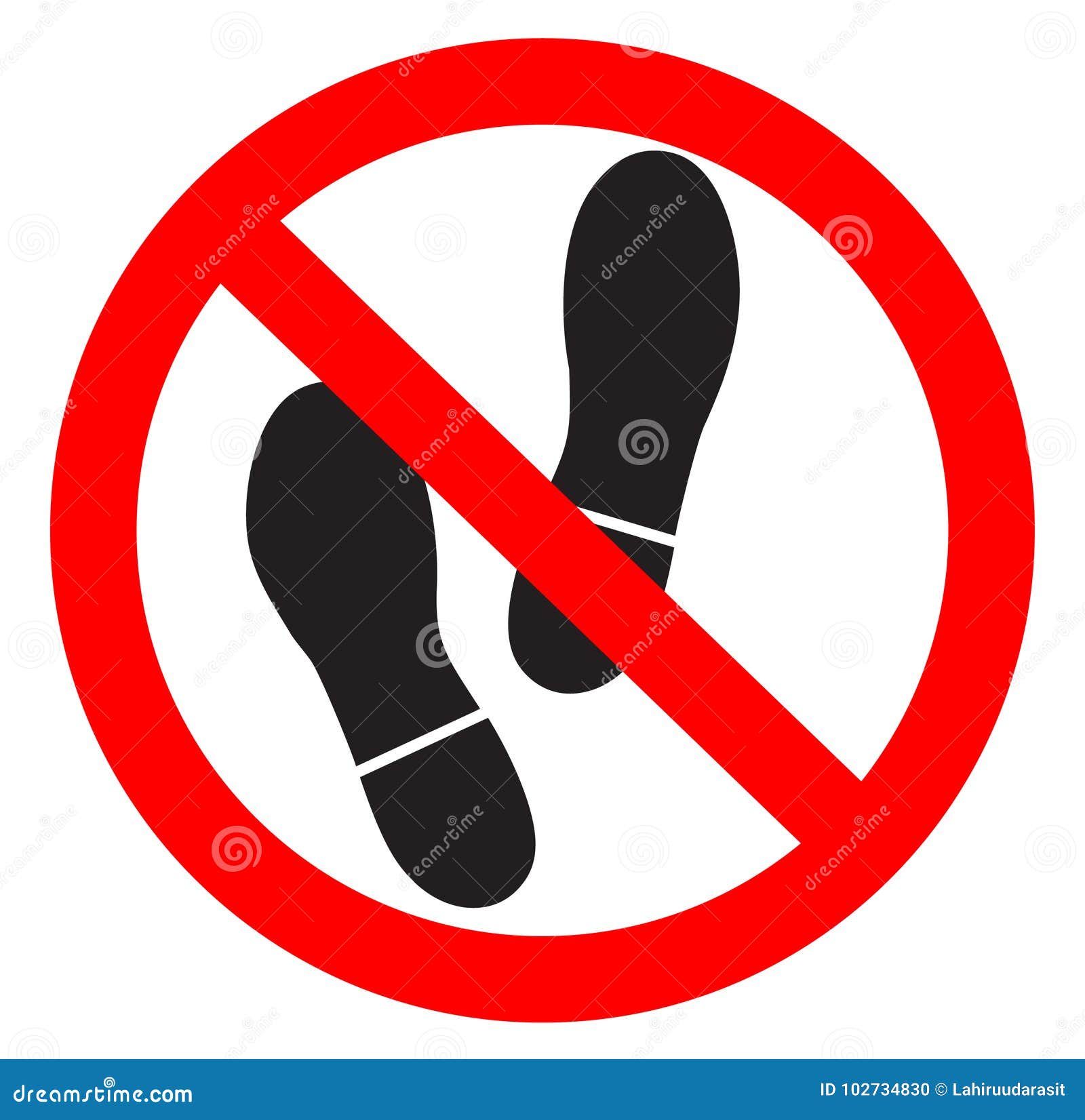 No foot allowed stock vector. Illustration of footprint - 102734830