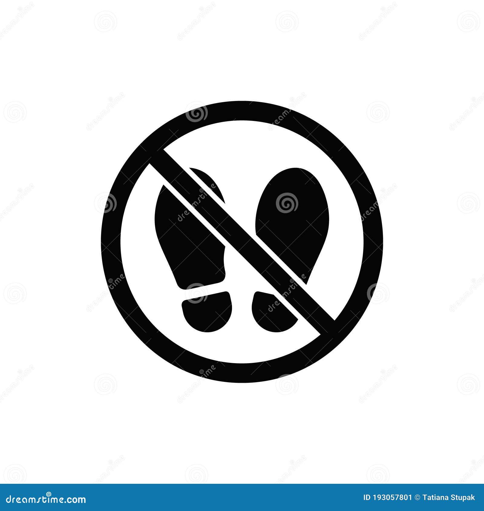 Do Not Step Sign. Round Danger Symbol With Footprint. Don`t Step On The ...
