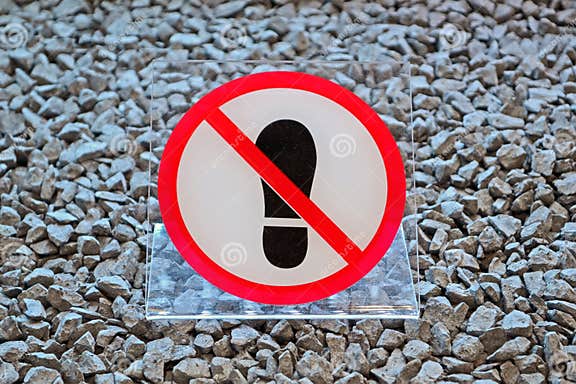 No Footprints Plastic Sign on Stone Surface, Modern Security, Stock ...