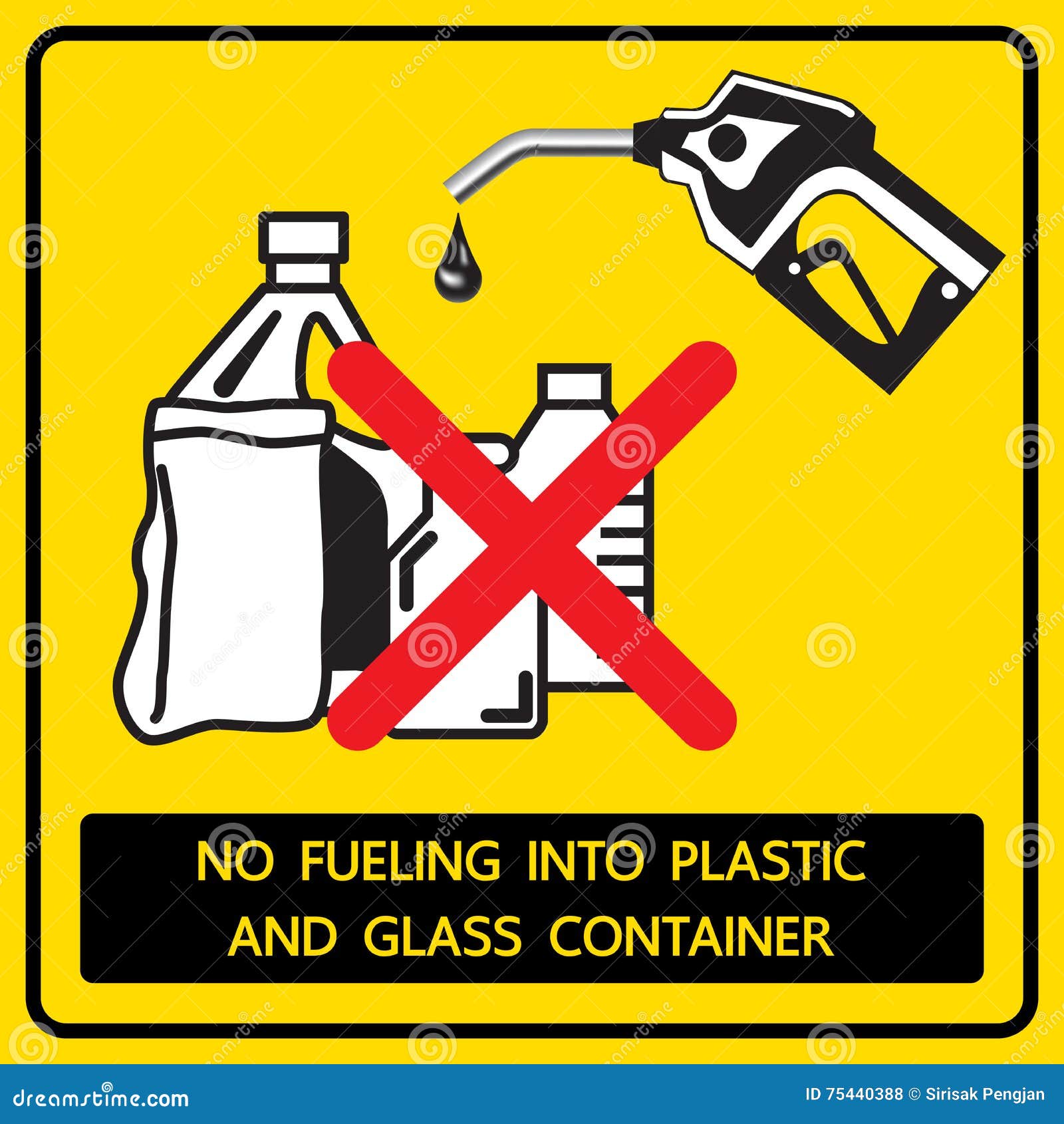 No Fueling into Plastic and Glass Container Signal Vector Stock Vector ...