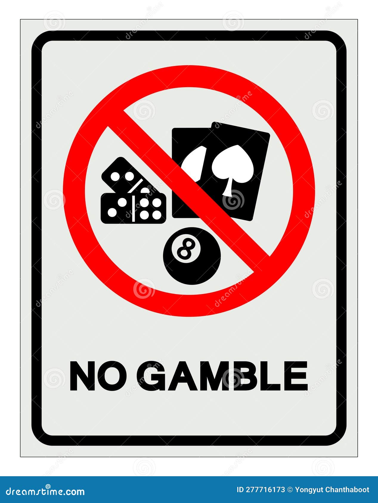No Gamble Symbol Sign ,Vector Illustration, Isolate on White Background ...