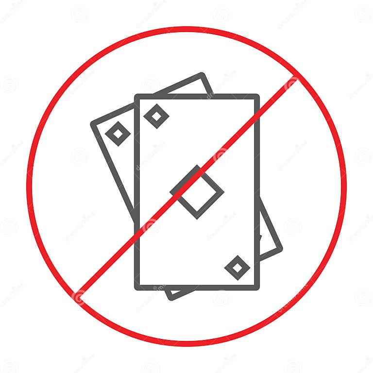 No Gambling Thin Line Icon, Prohibited and Forbidden, No Playing Cards ...