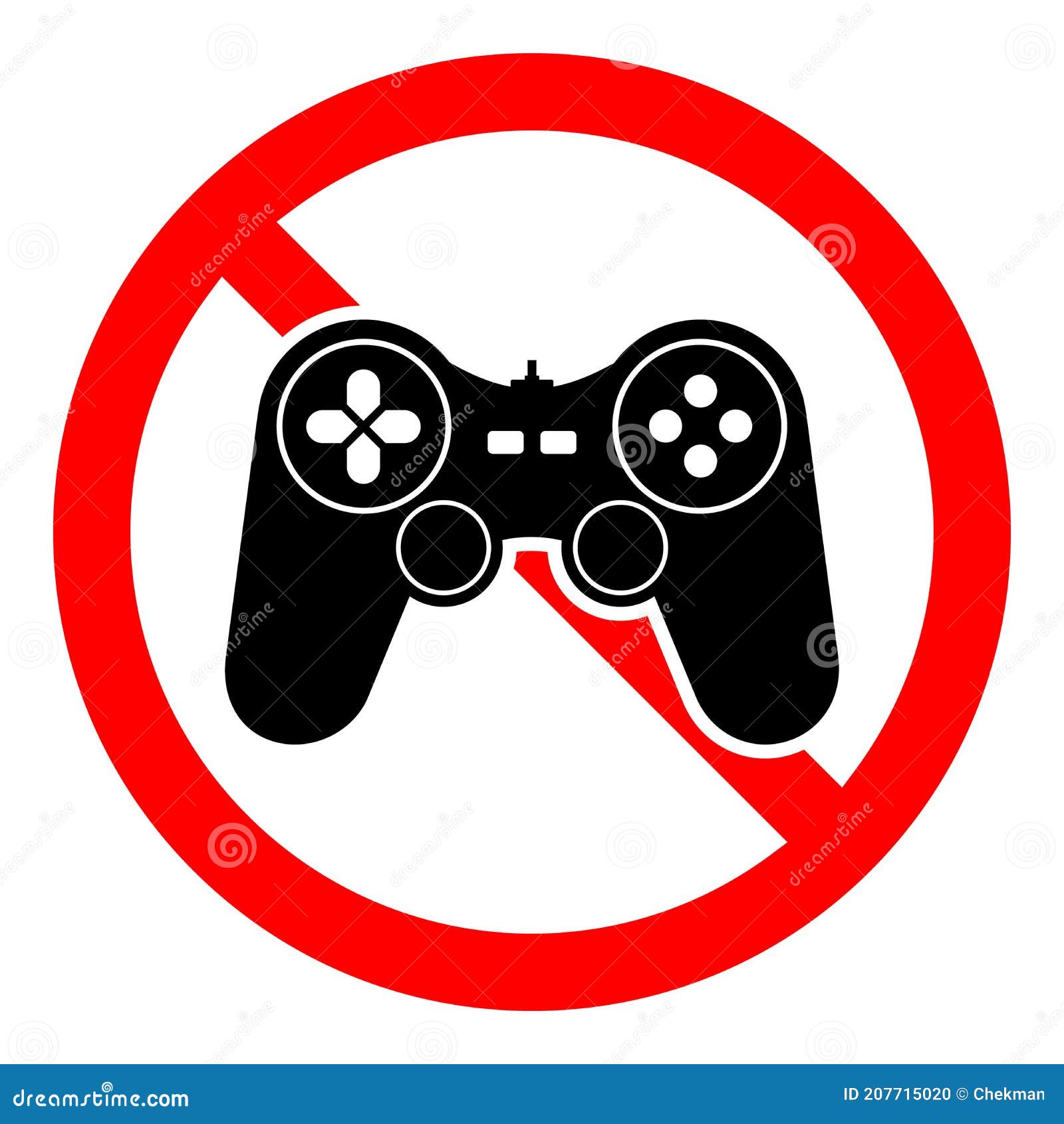No Gaming Sign. Game Joystick Icon. Game is Prohibited Stock ...