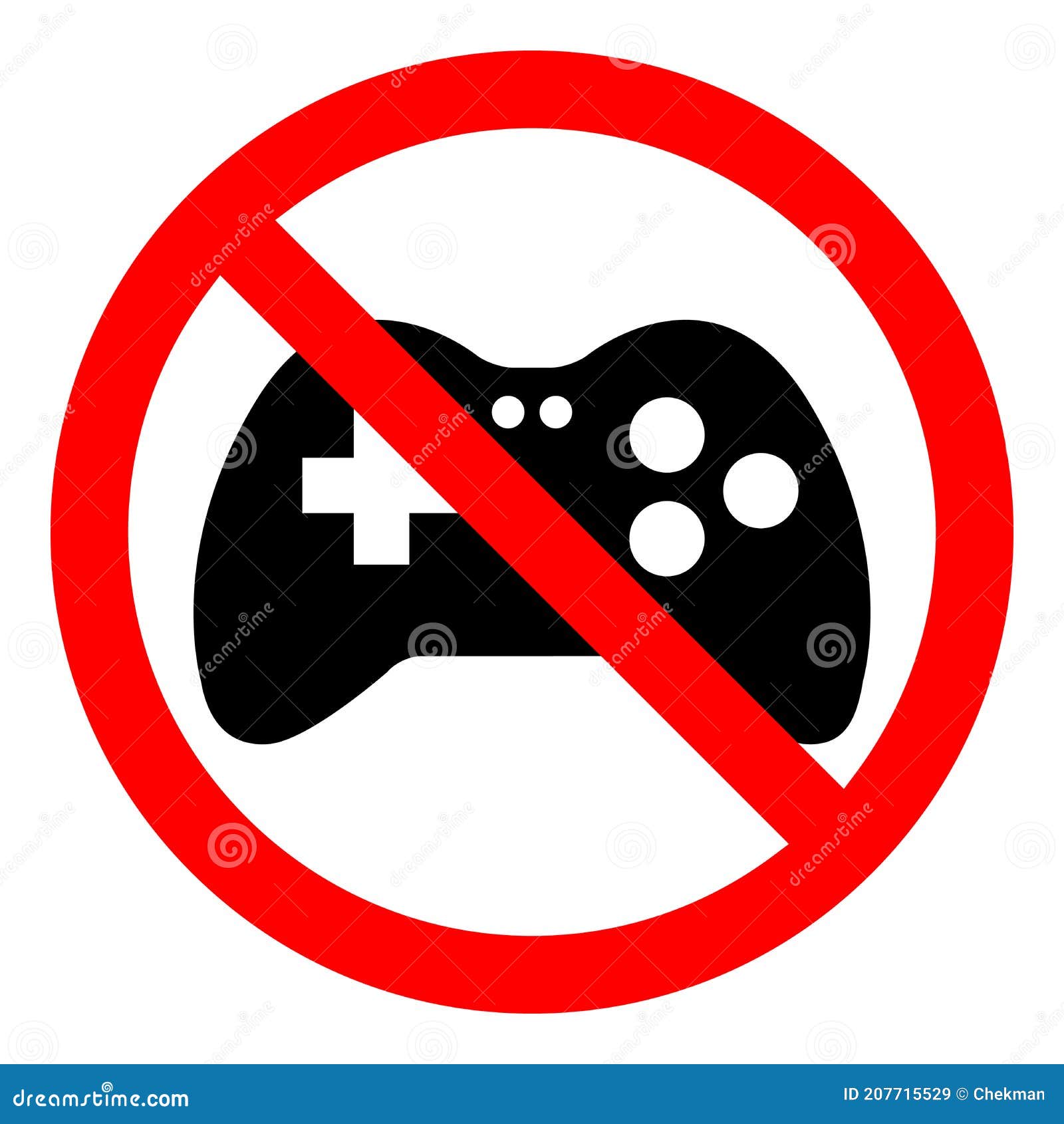No Gaming Sign. Game Joystick Icon. Game is Prohibited Stock ...