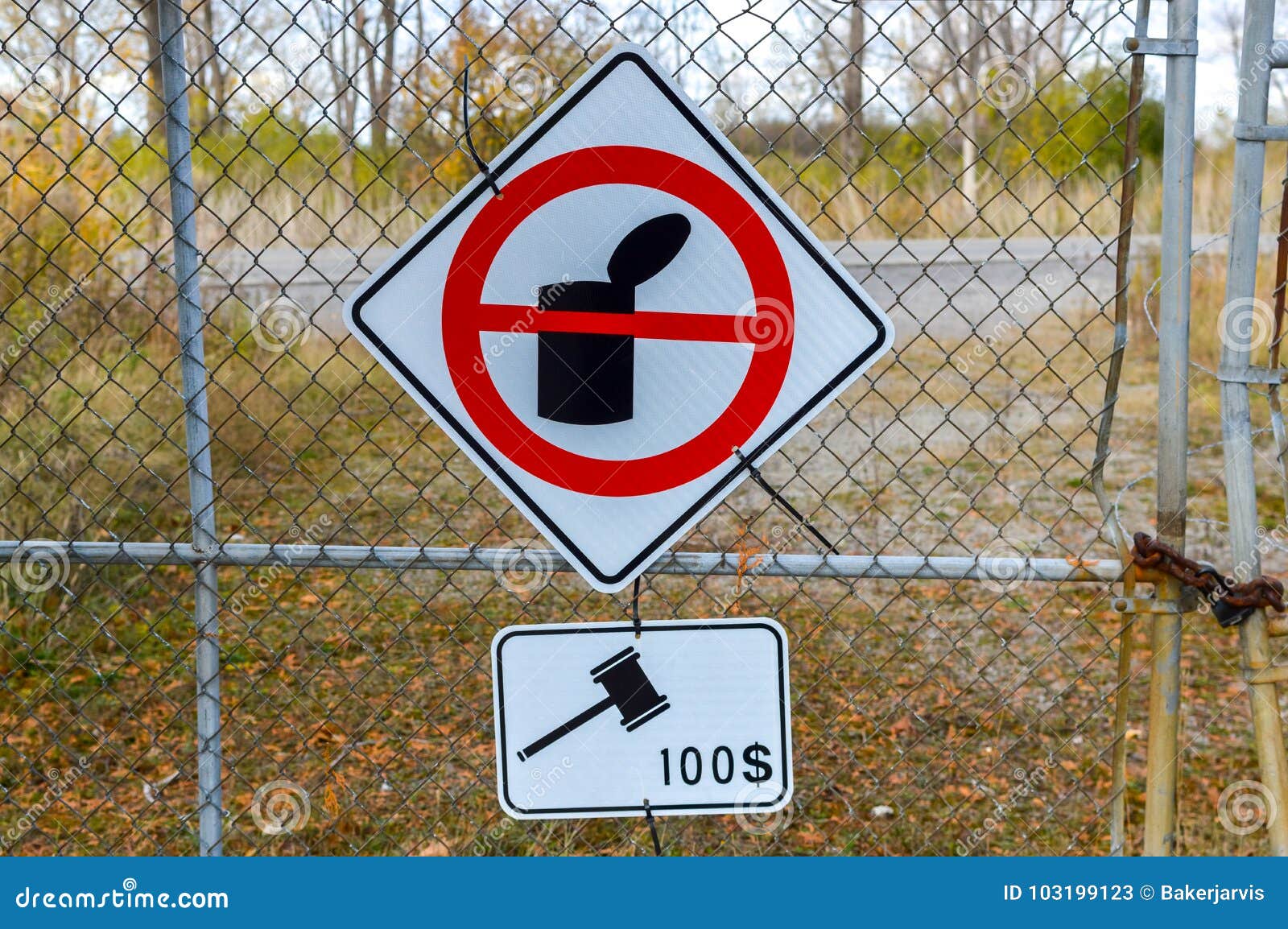 No Garbage Allowed Along the Road Stock Image - Image of white, warning ...