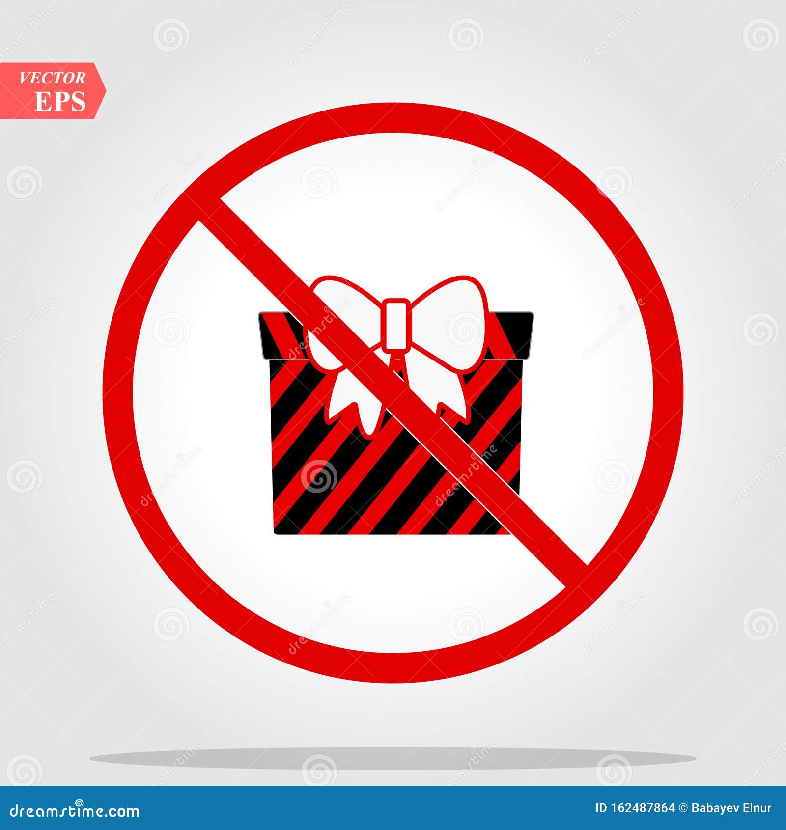 No Gift Box Sign Icon. Present Symbol. Red Prohibition Sign. Stop ...