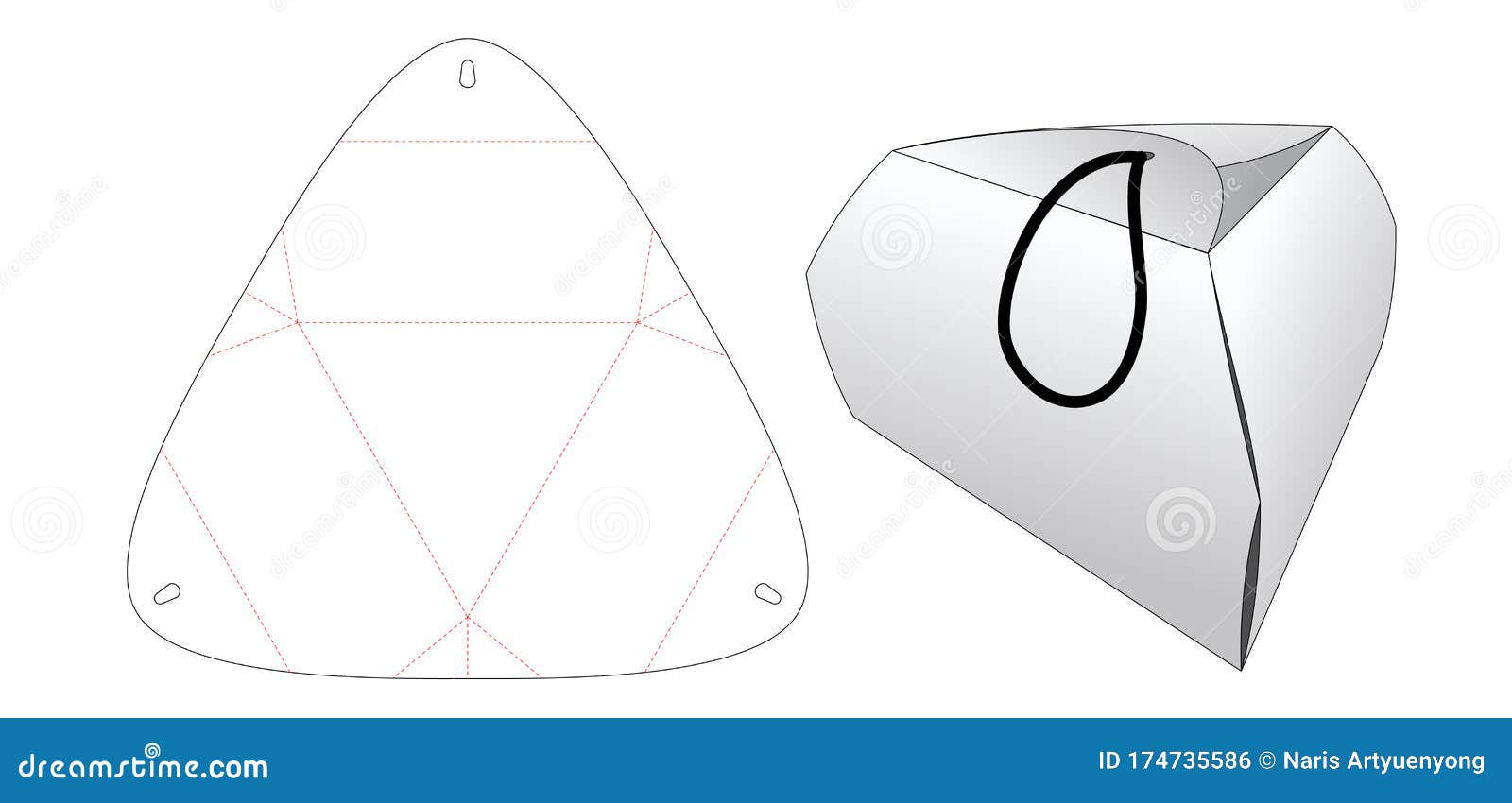 No Glue Folded Triangle Shaped Packaging Die Cut Template Stock Vector ...