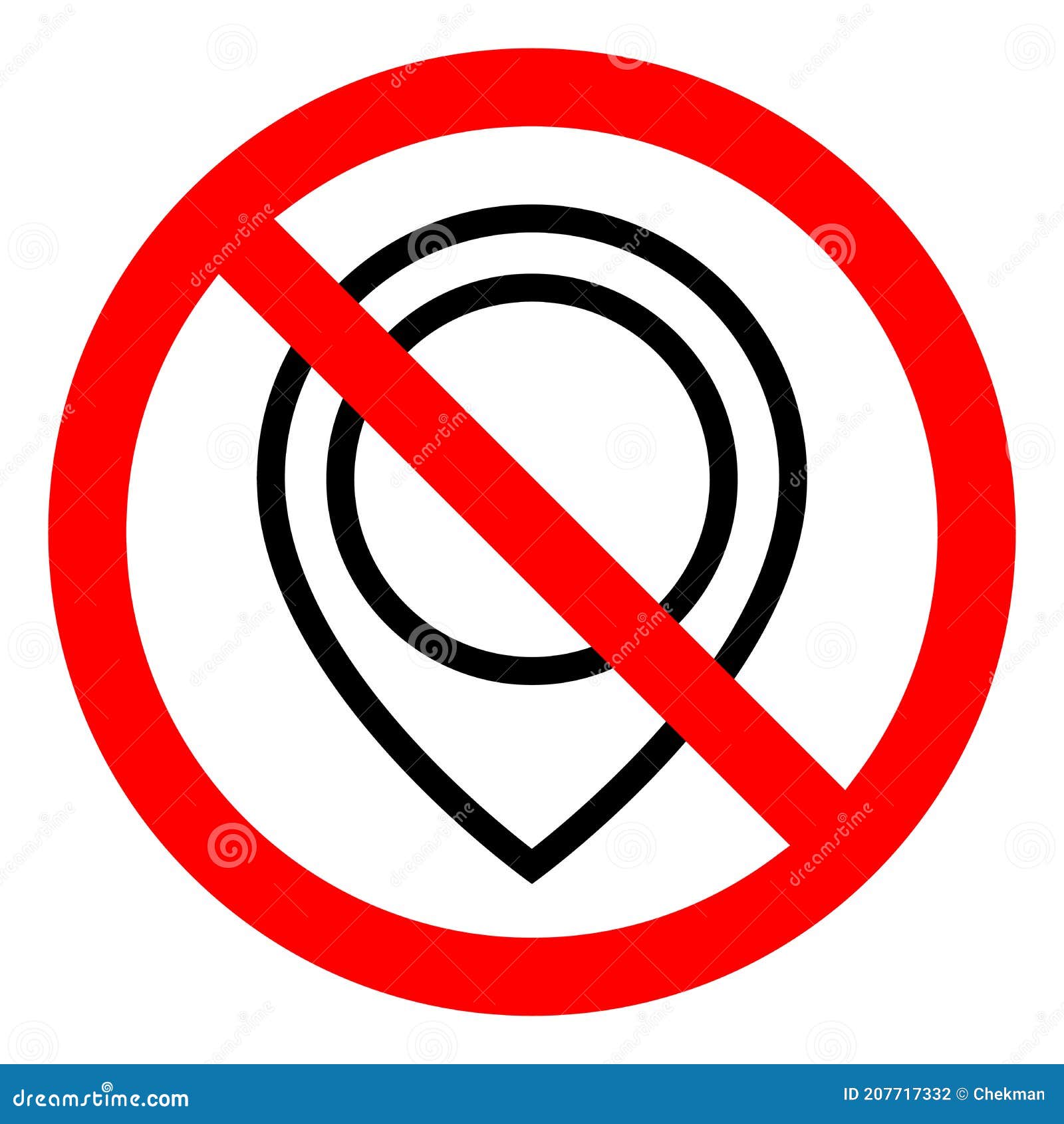 No GPS Icon. Map Pointer Ban Icon. Award is Prohibited. Vector ...